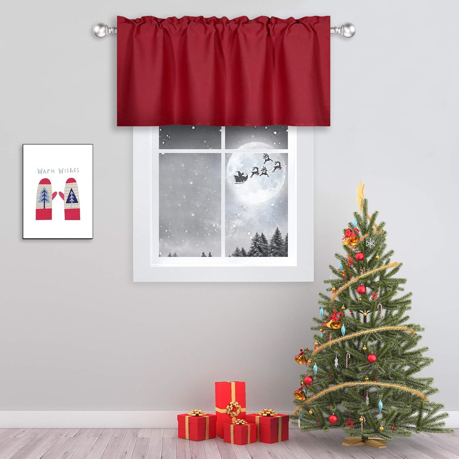 Amazon.com: DECOVSUN True Red Valances for Bedroom - Blackout Room ...