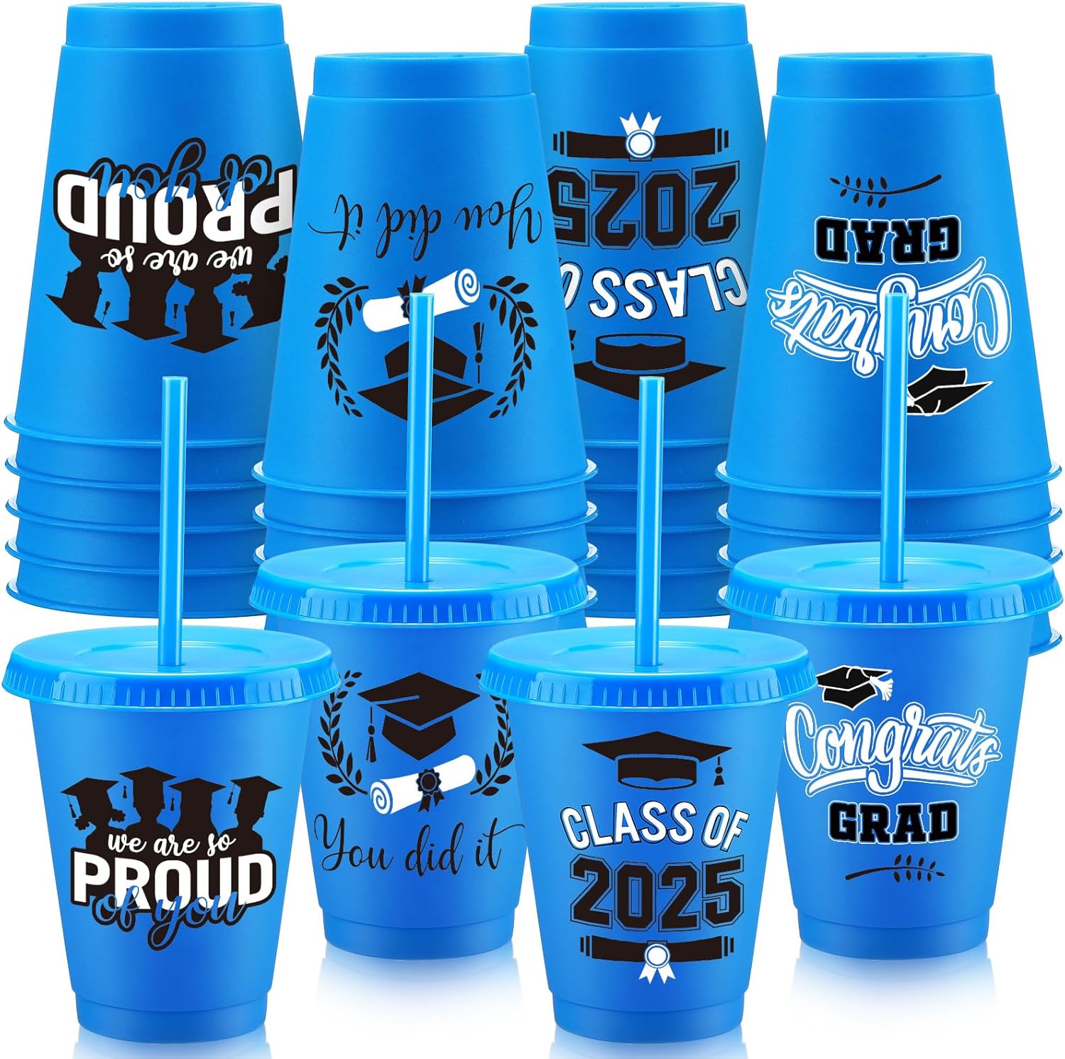 Amazon.com: Suttmin 24 Pieces Plastic Graduation Cups 2025 16 oz Bulk ...