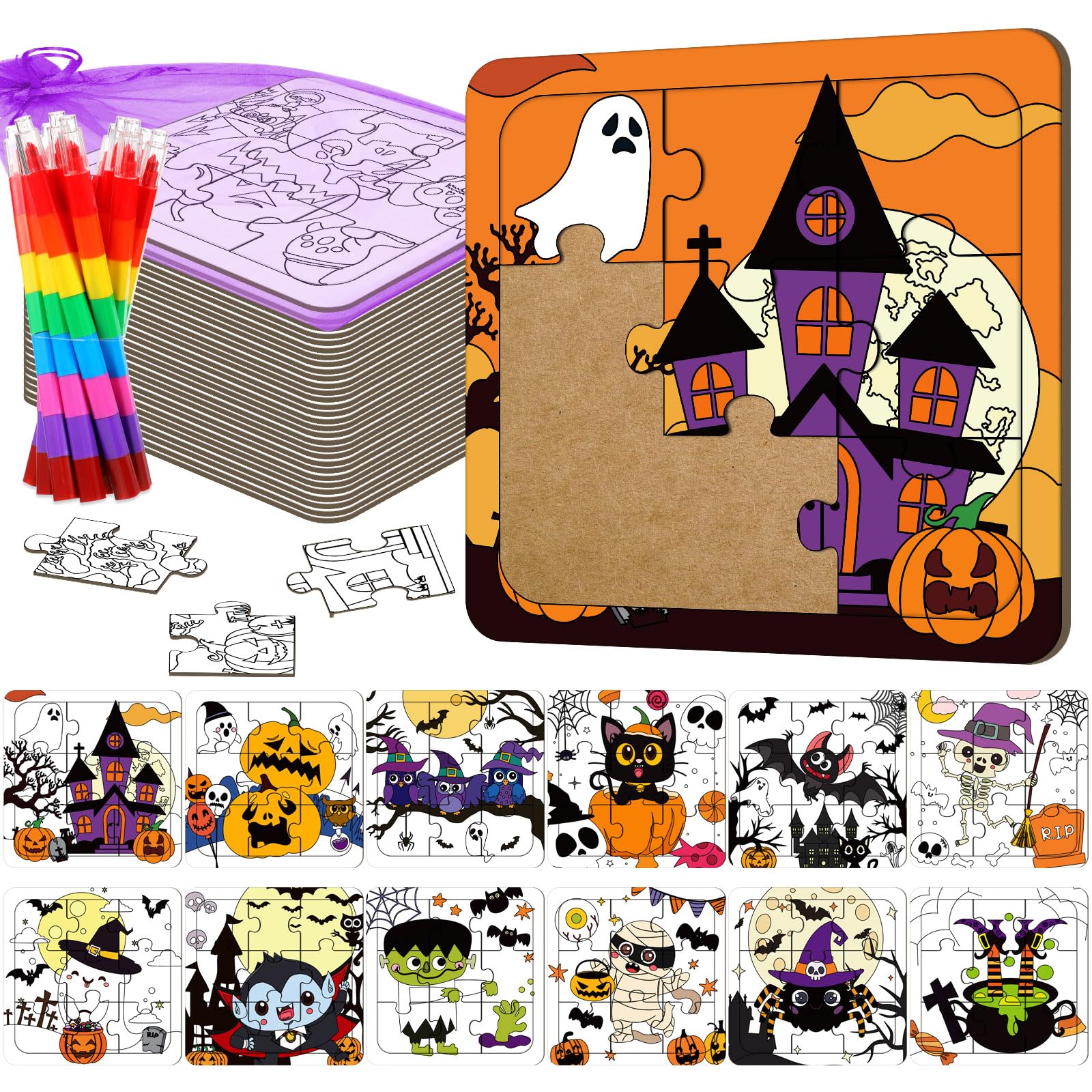 Snapklik.com : Fullhawl 12 Sets Puzzles Color Your Own Puzzles DIY ...