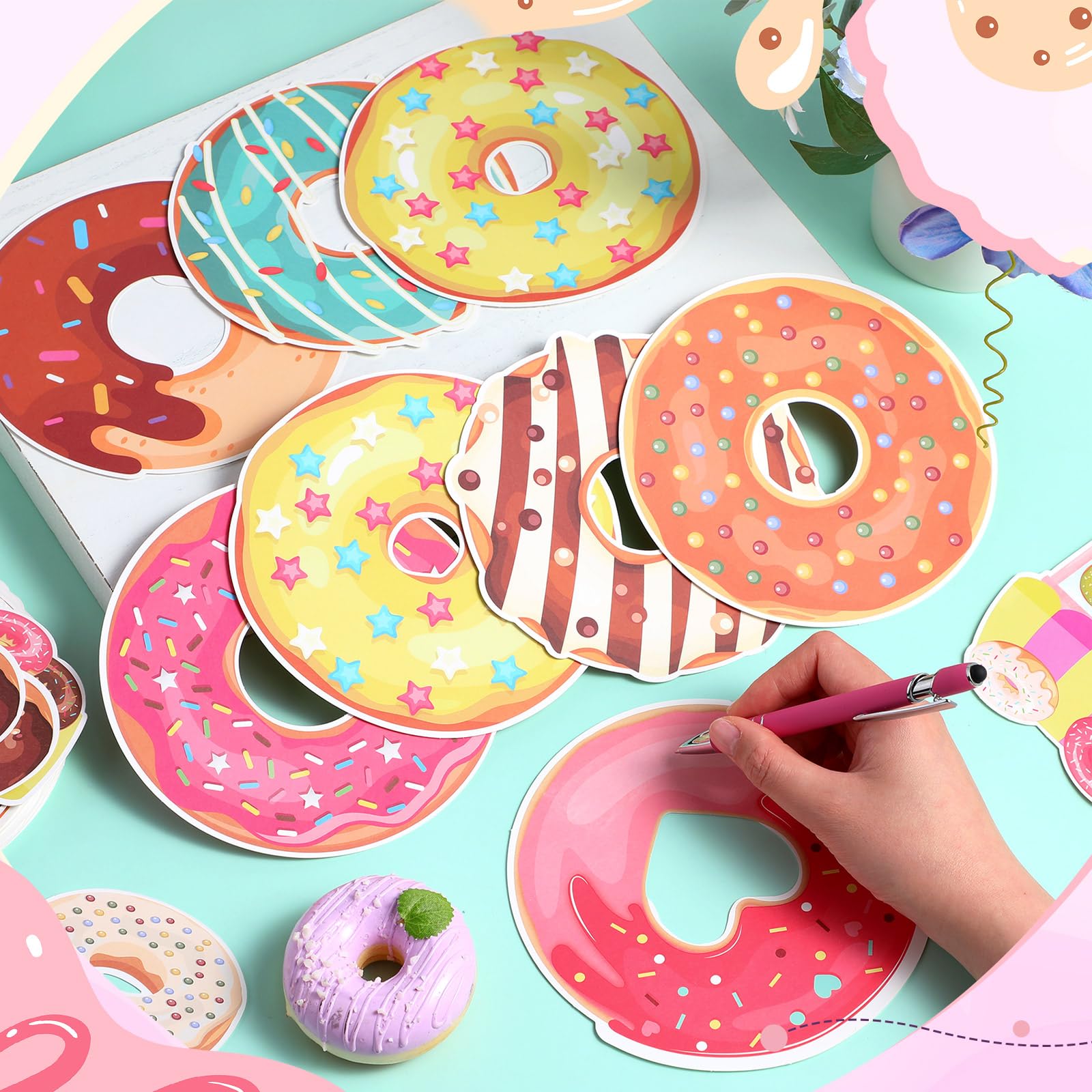 Snapklik.com : 60 Pcs Donut Decorations Donut Bulletin Board Sweet ...