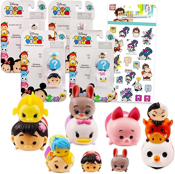 Amazon.com: Disney Tsum Tsum Mini Figures Mystery Pack - 4 Pack Bundle ...