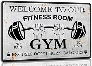 Amazon.com: tollet rules Welcome to Our Fitness Room Metal Tin Sign for ...