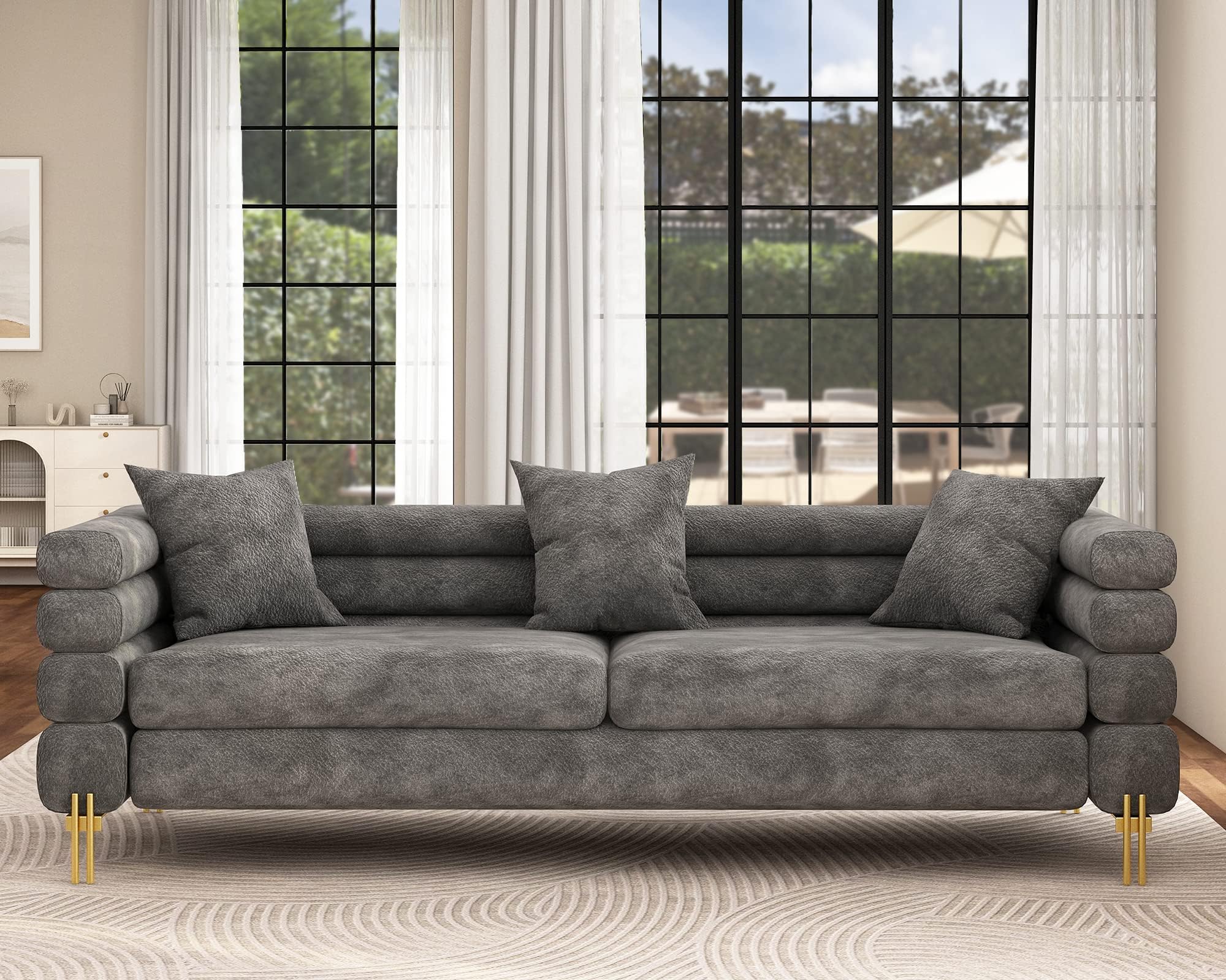 Amazon.com: Comfy Boucle L Shaped Sofa, 81.5" Oversized Sectional Couch ...