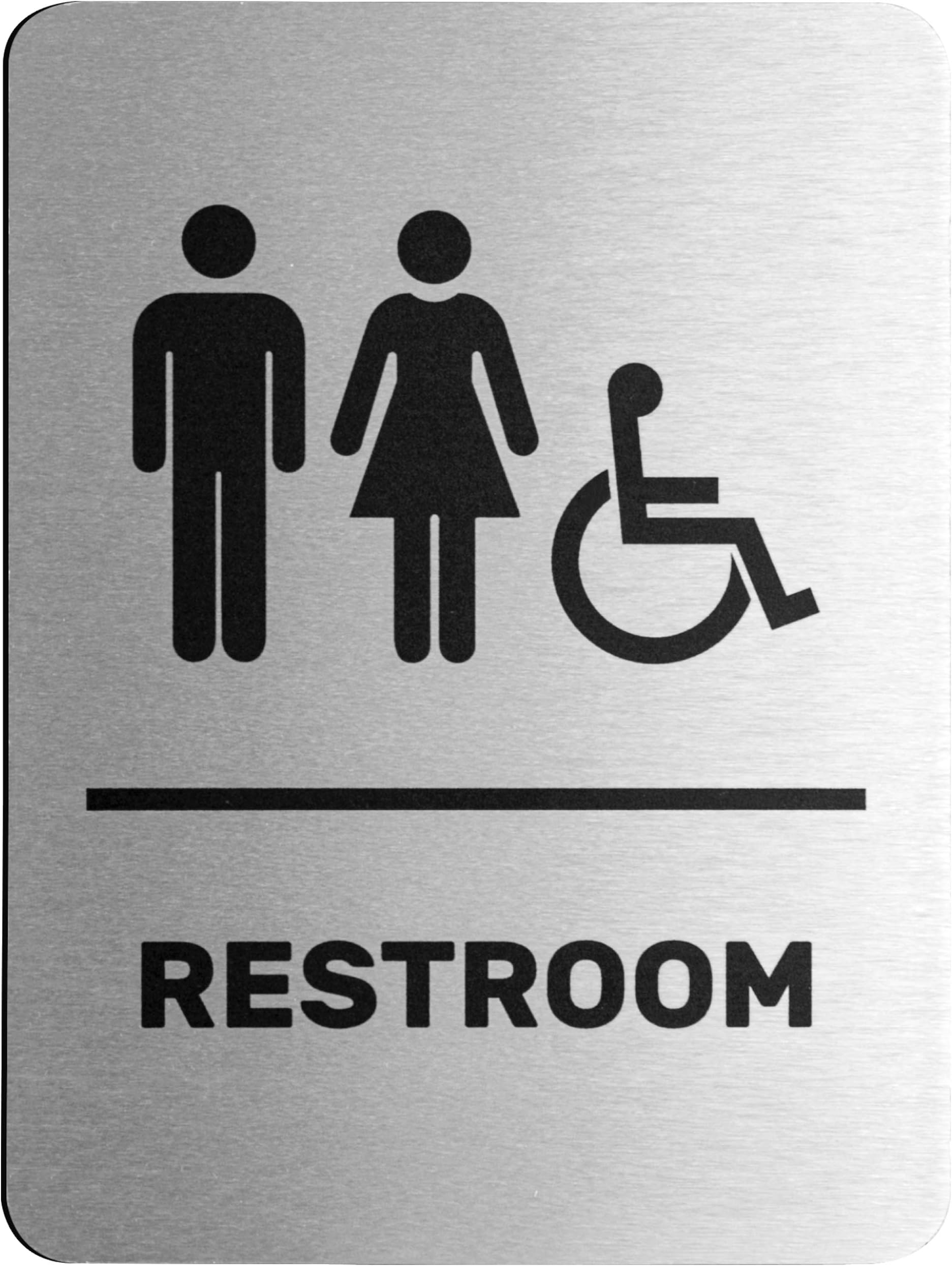 Amazon.com: Oudain All Gender Restroom Sign Unisex Handicap Bathroom ...
