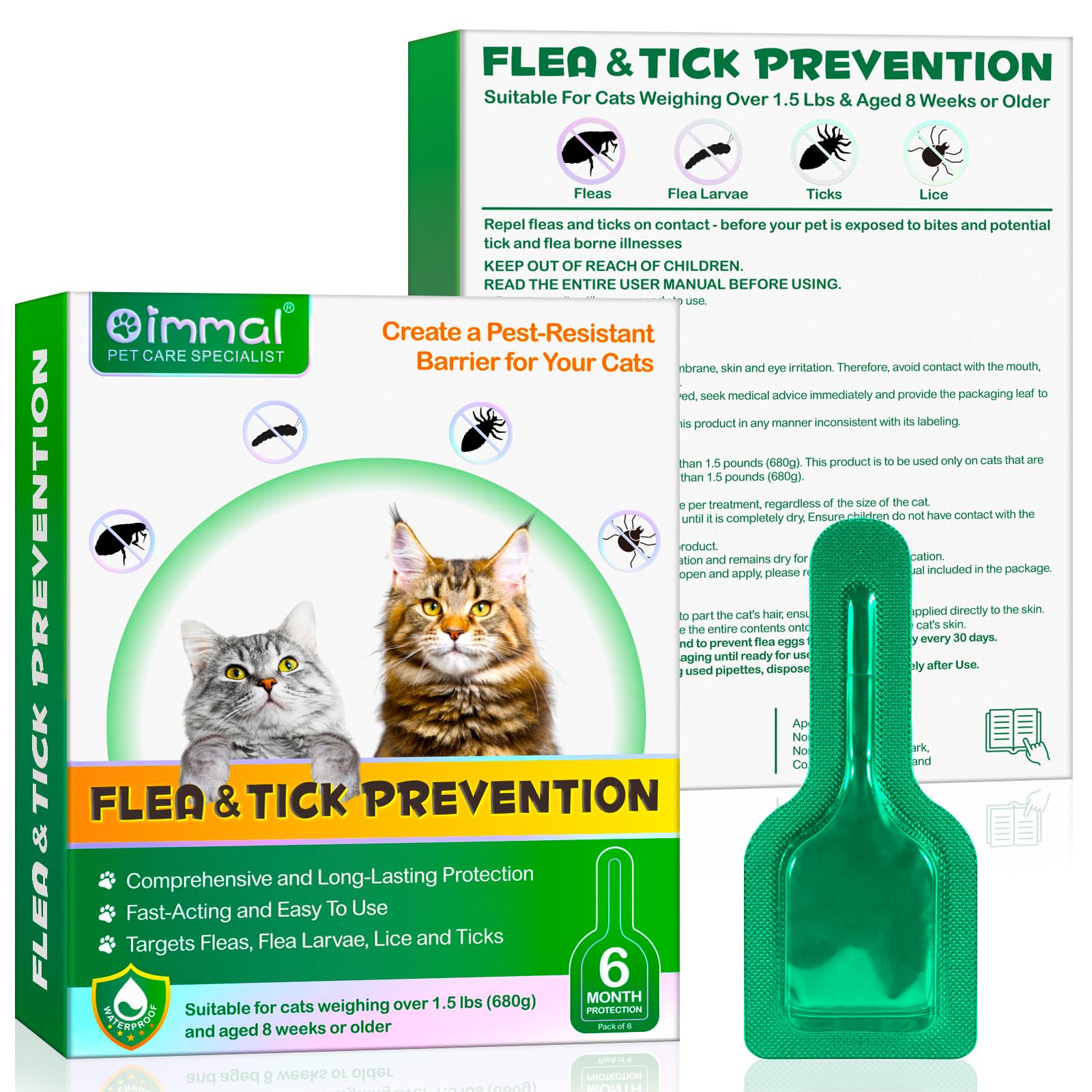 Topical Dewormer Drops For Cats 6P, Deworming Spot On For Cats, Flea ...