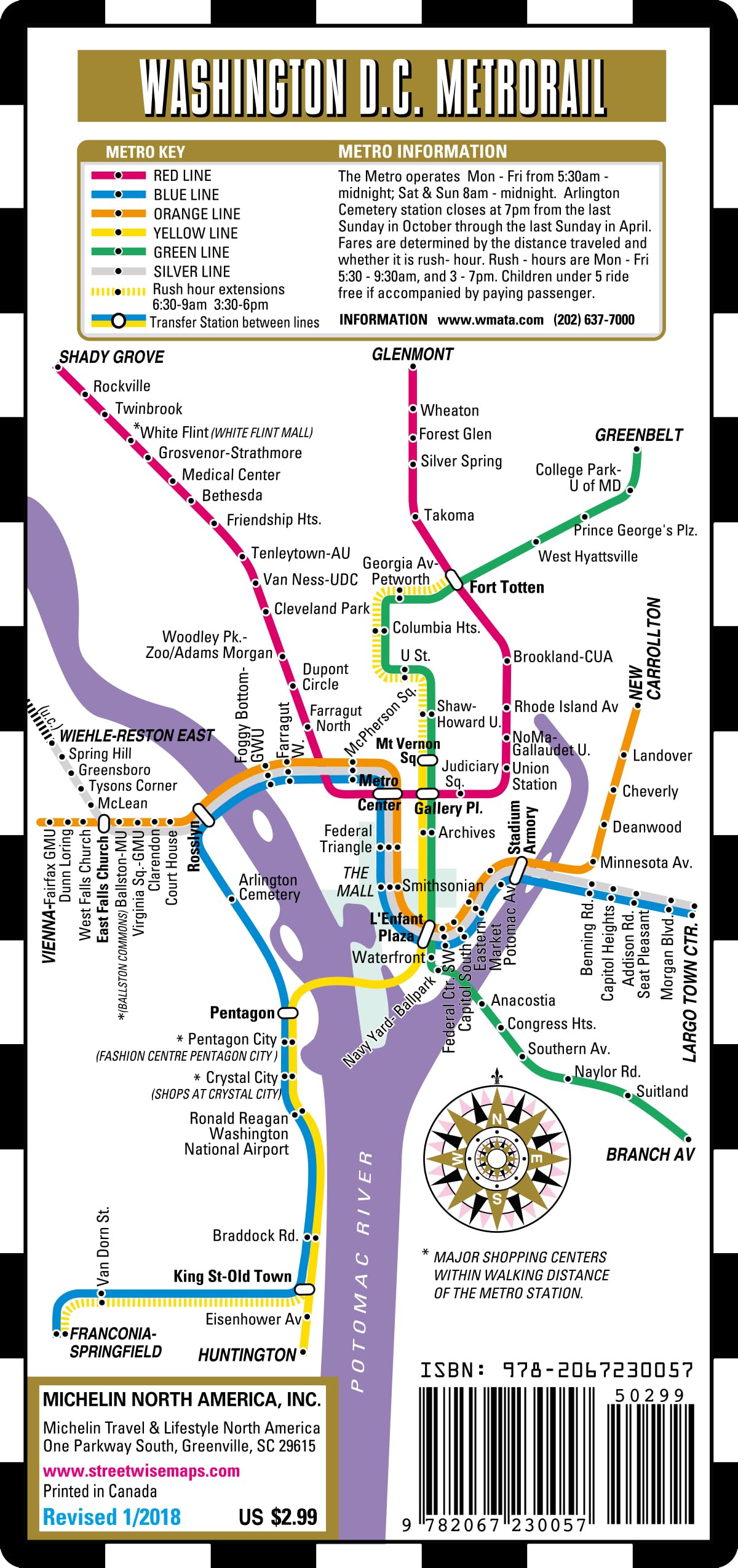 Michelinstreetwise Washington Dc Metro Map Laminated Metro Map Of ...