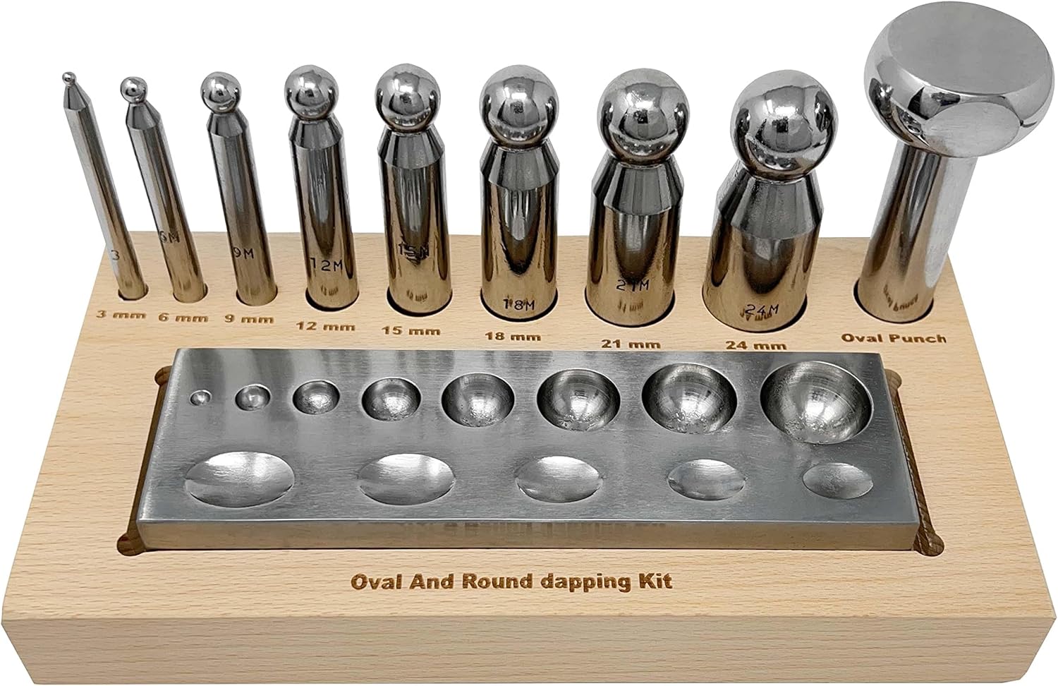 Amazon.com: 9 Piece Oval and Round Dapping Set Jewelry Making Metal ...