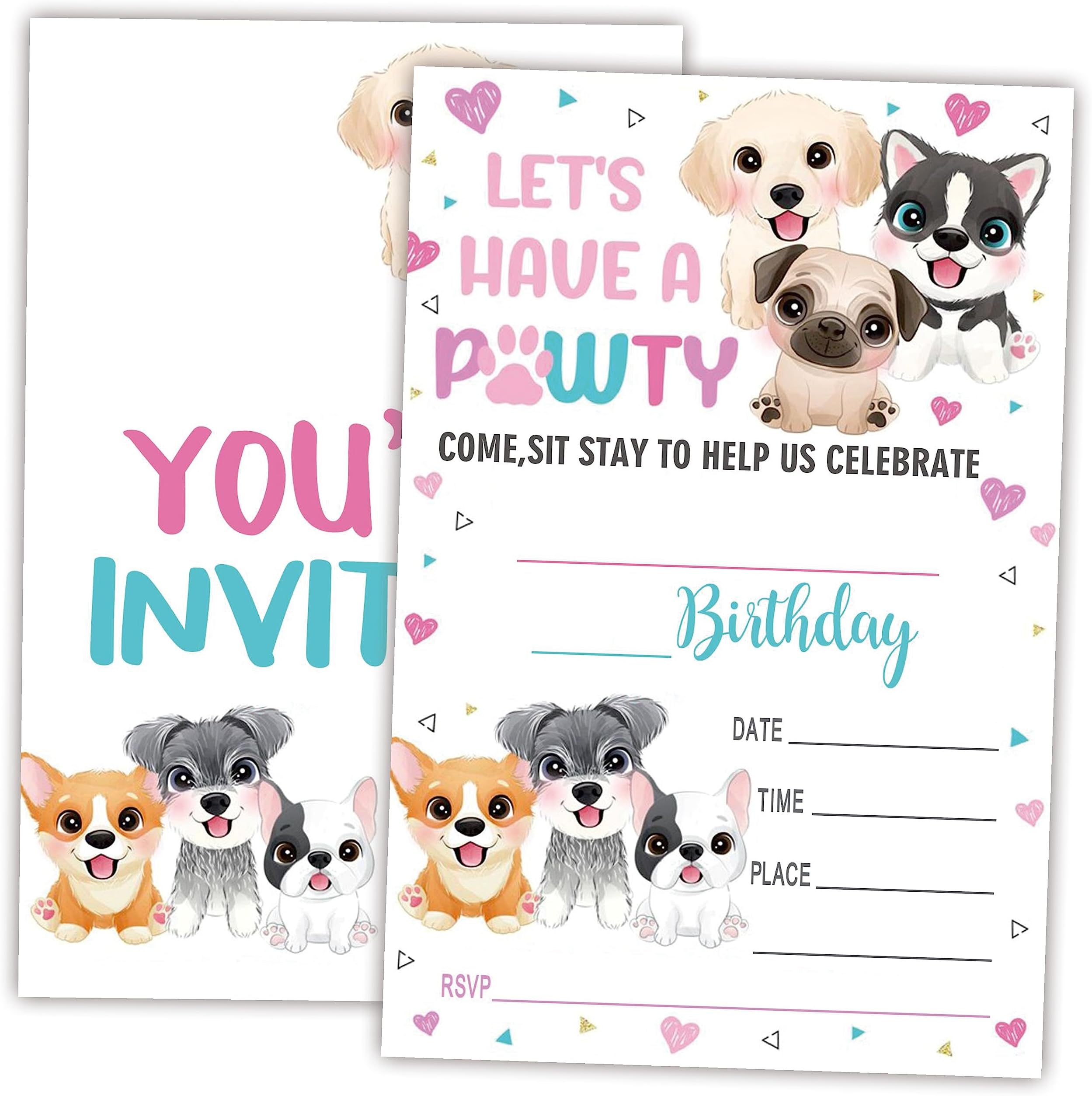 Amazon.com : Hadley Designs 15 Puppy Dog Birthday Invitations Girl ...