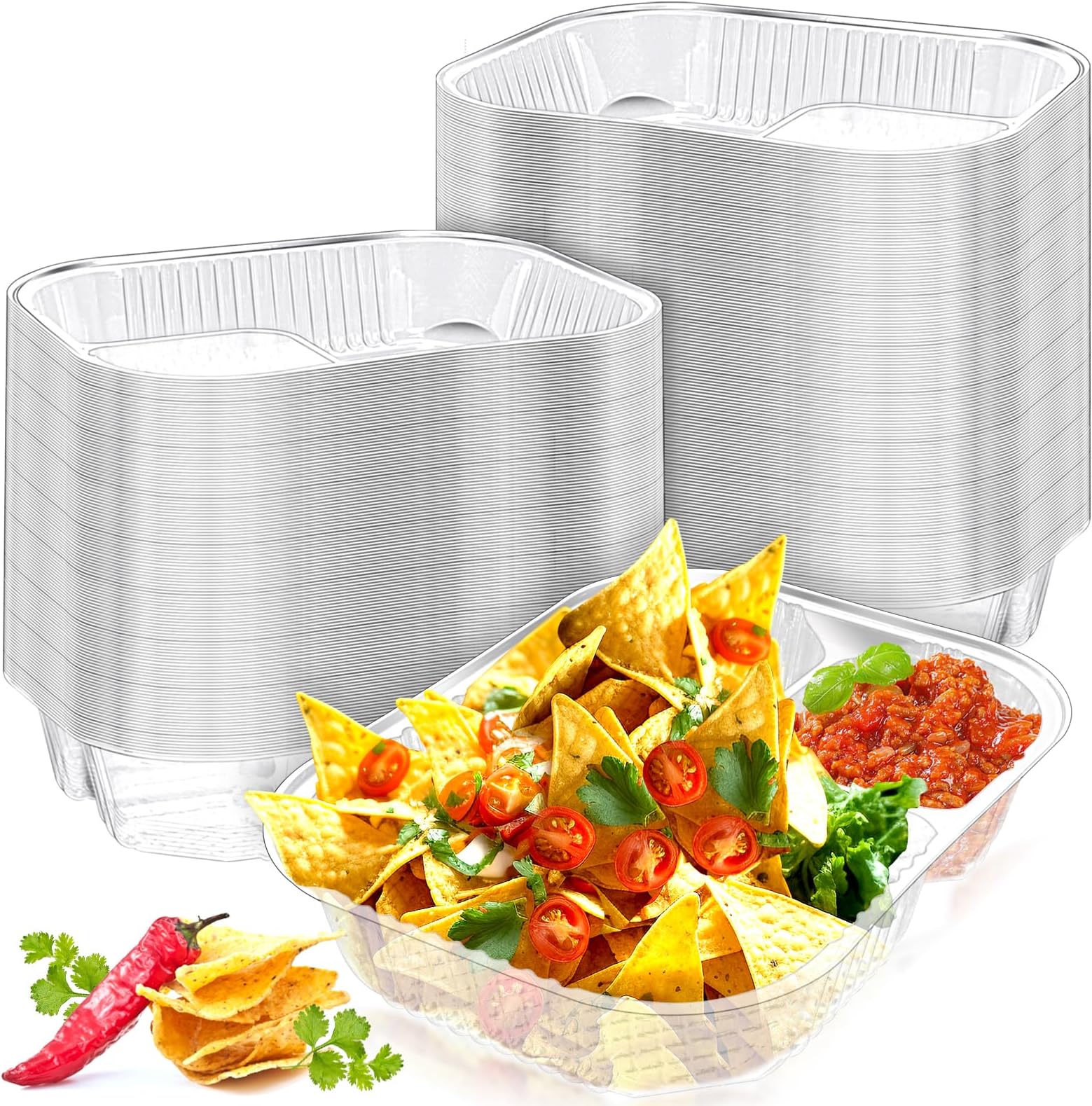 Amazon.com: Roshtia 200 Pack 22 oz 6 x 8 Inch Plastic Nacho Trays Large ...