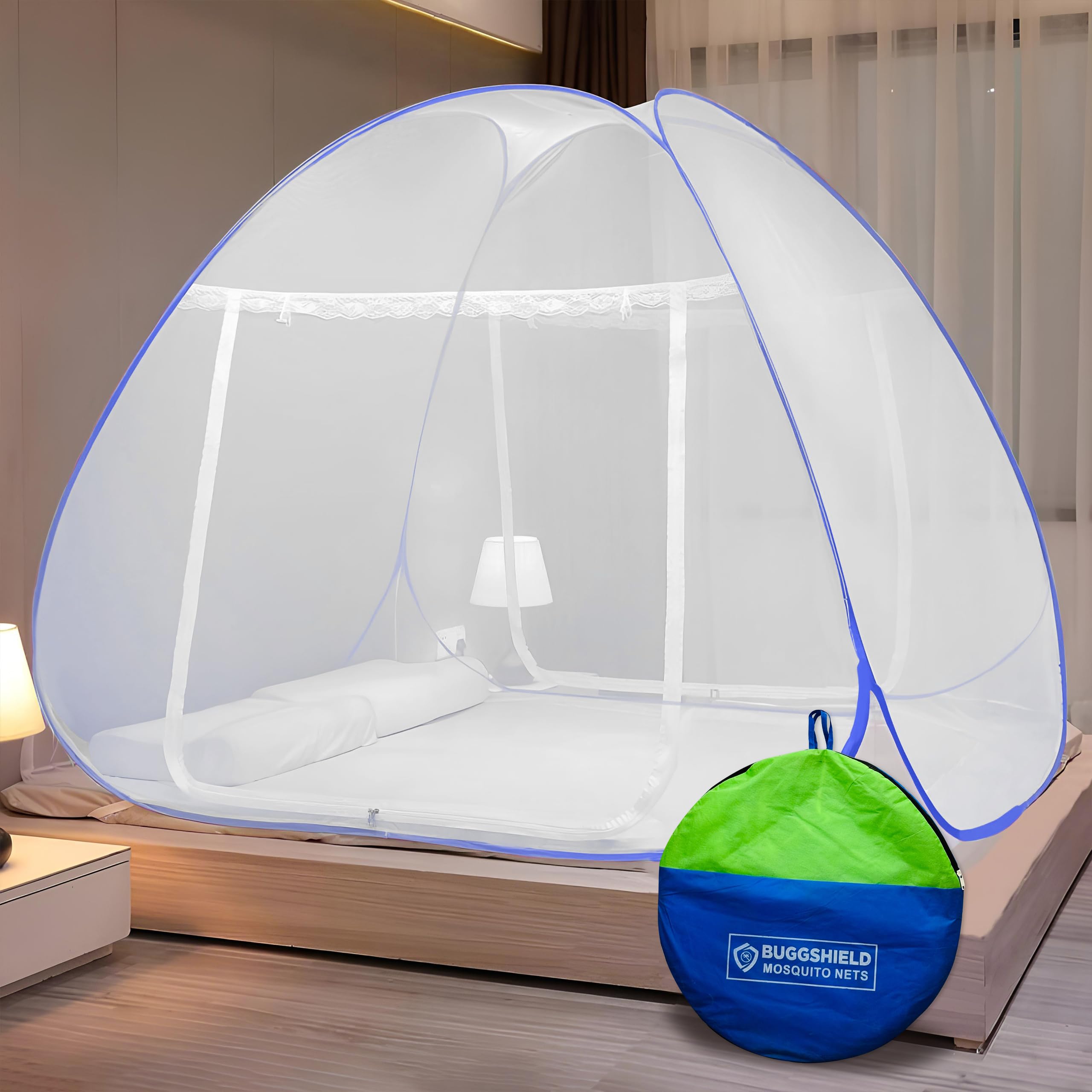 BUGGSHIELD Mosquito Net for Single Bed I Premium Machardani I 30 GSM I ...