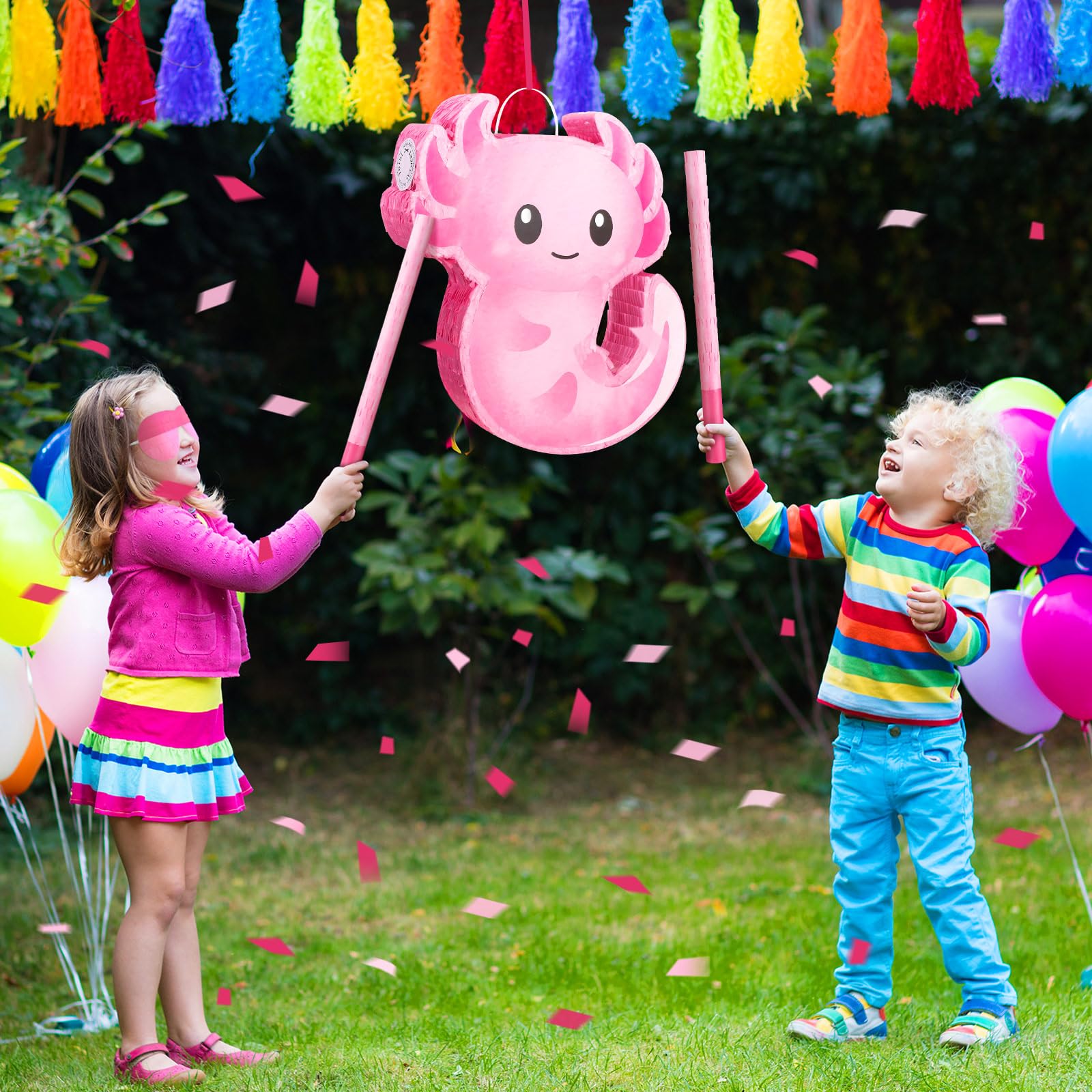 Snapklik.com : Leyndo Pink Axolotl Pinatas For Birthday Party Pink Pinata