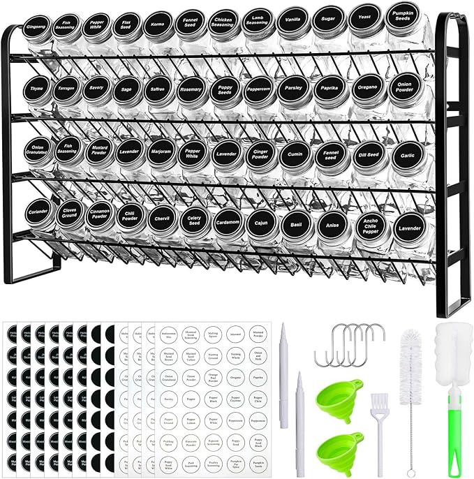 Amazon.com: Spice Rack Organizer with 48 Spice Jars, Large Spice Shelf ...