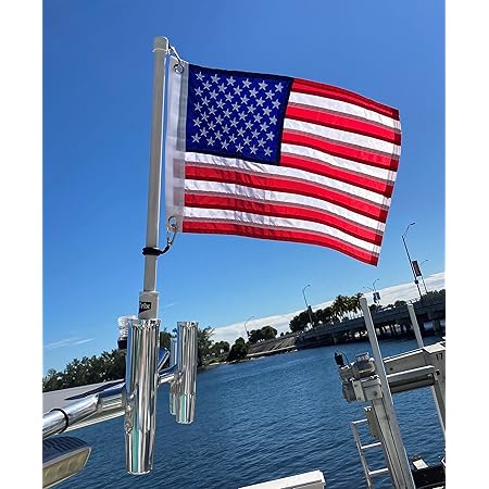 Amazon.com : Rod Holder Boat Flag Pole with American Made USA Flag (4 ...