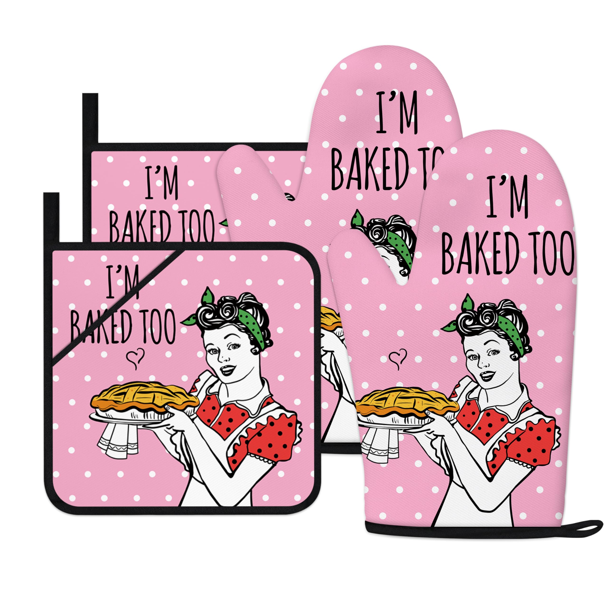 Amazon.com: Funny Oven Mitts and Pot Holders Sets Pink Kitchen ...