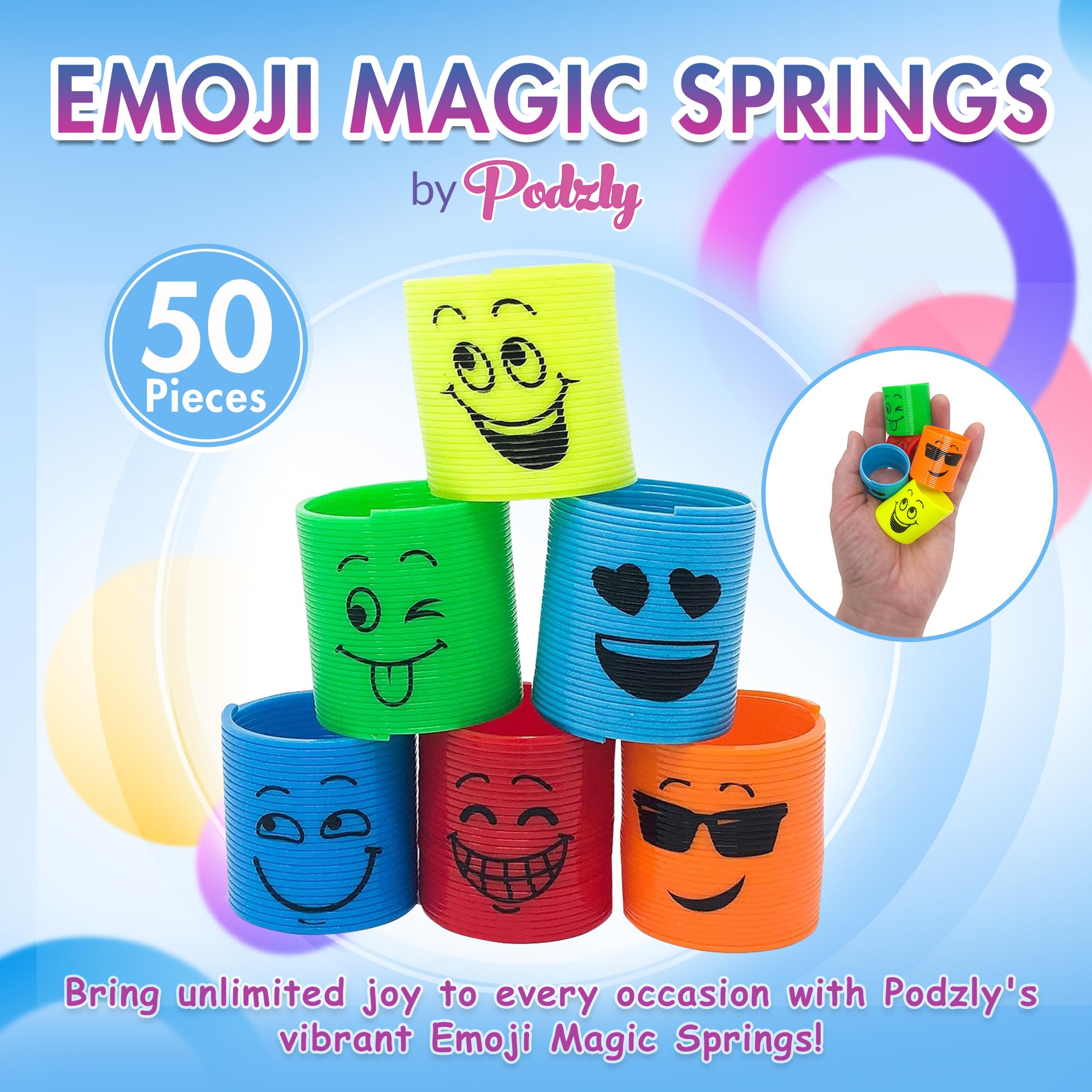 Snapklik.com : Podzly - 50 Piece Emoji Magic Spring Toy Bulk - Mini ...