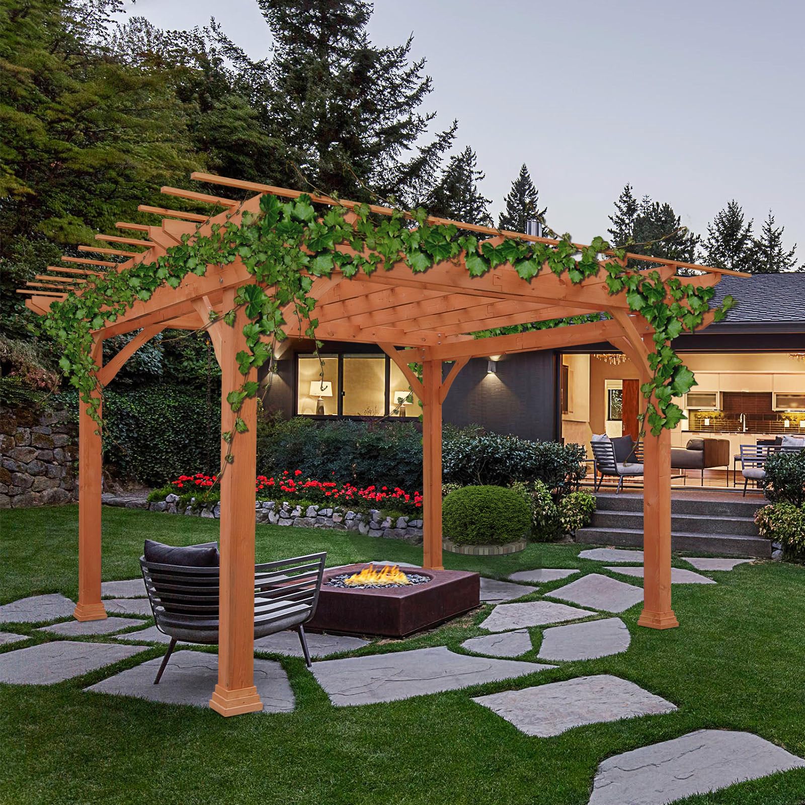 YTGLEN 12'x10' Wood Pergola, Durable and Stable, Resistance to Decay ...