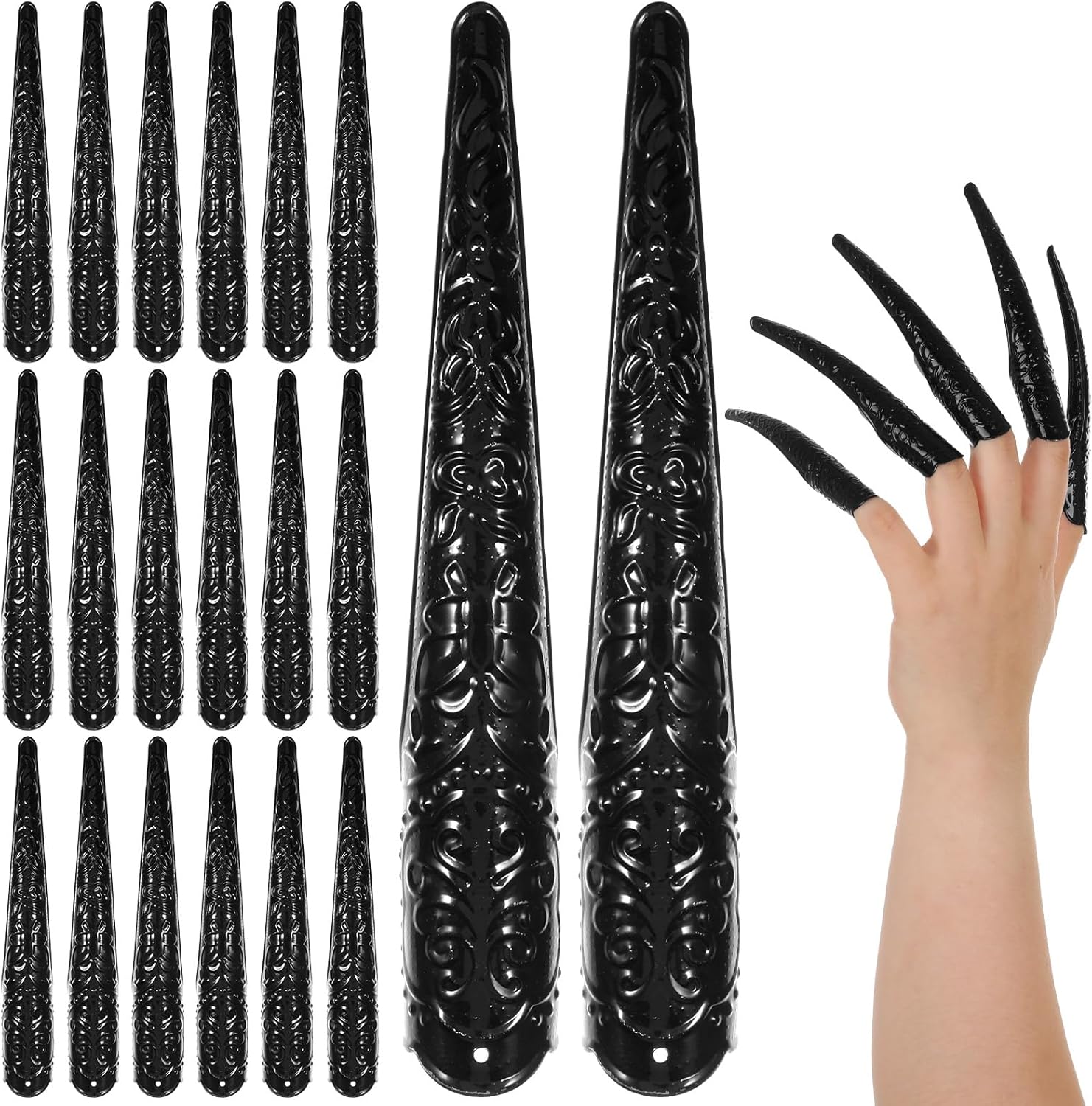 Amazon.com: Tucnoeu 20 Pcs Black Finger Claws for Halloween, Adjustable ...