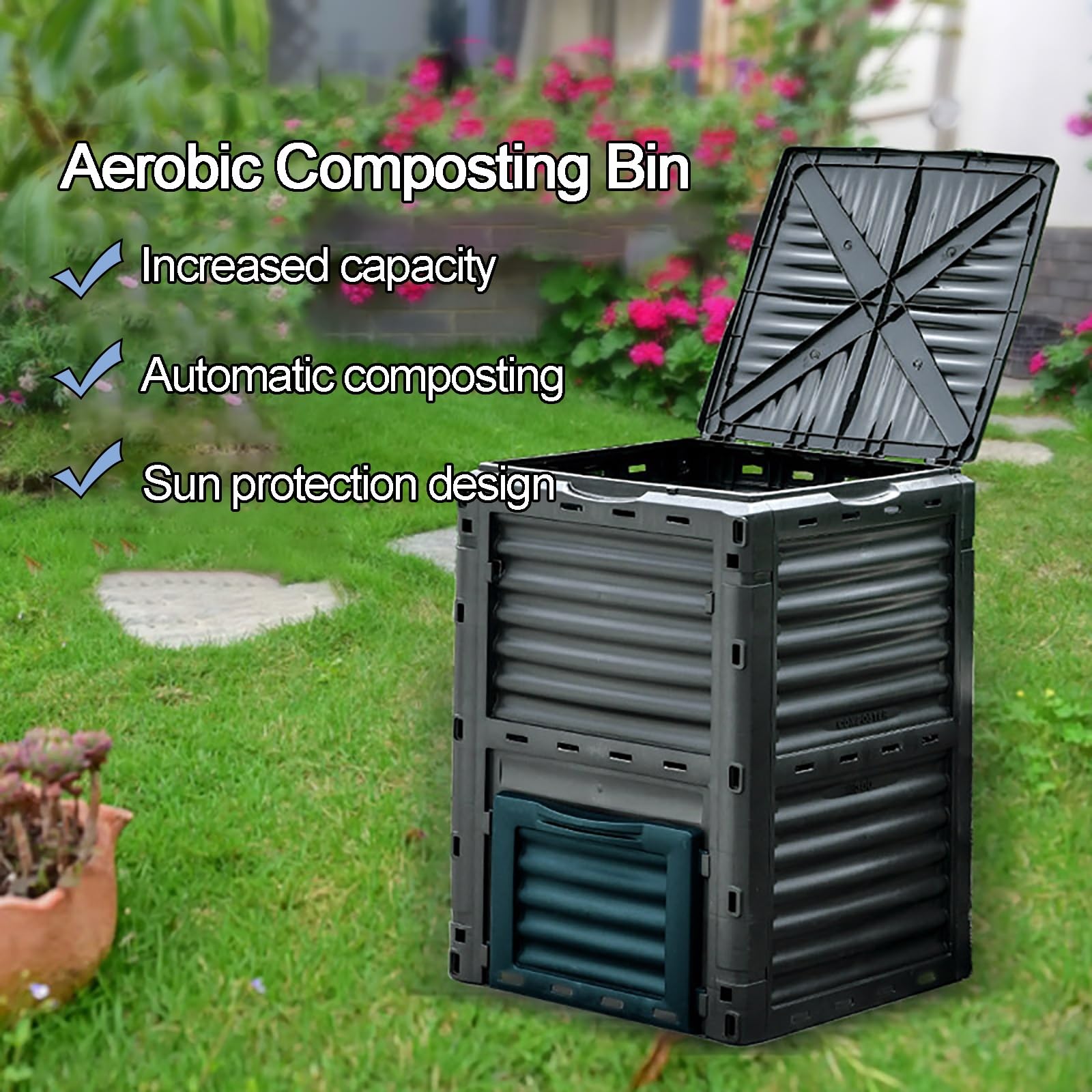 Dextrus Large Outdoor Compost Bin, 80 Gallon (300L) Composter Box With