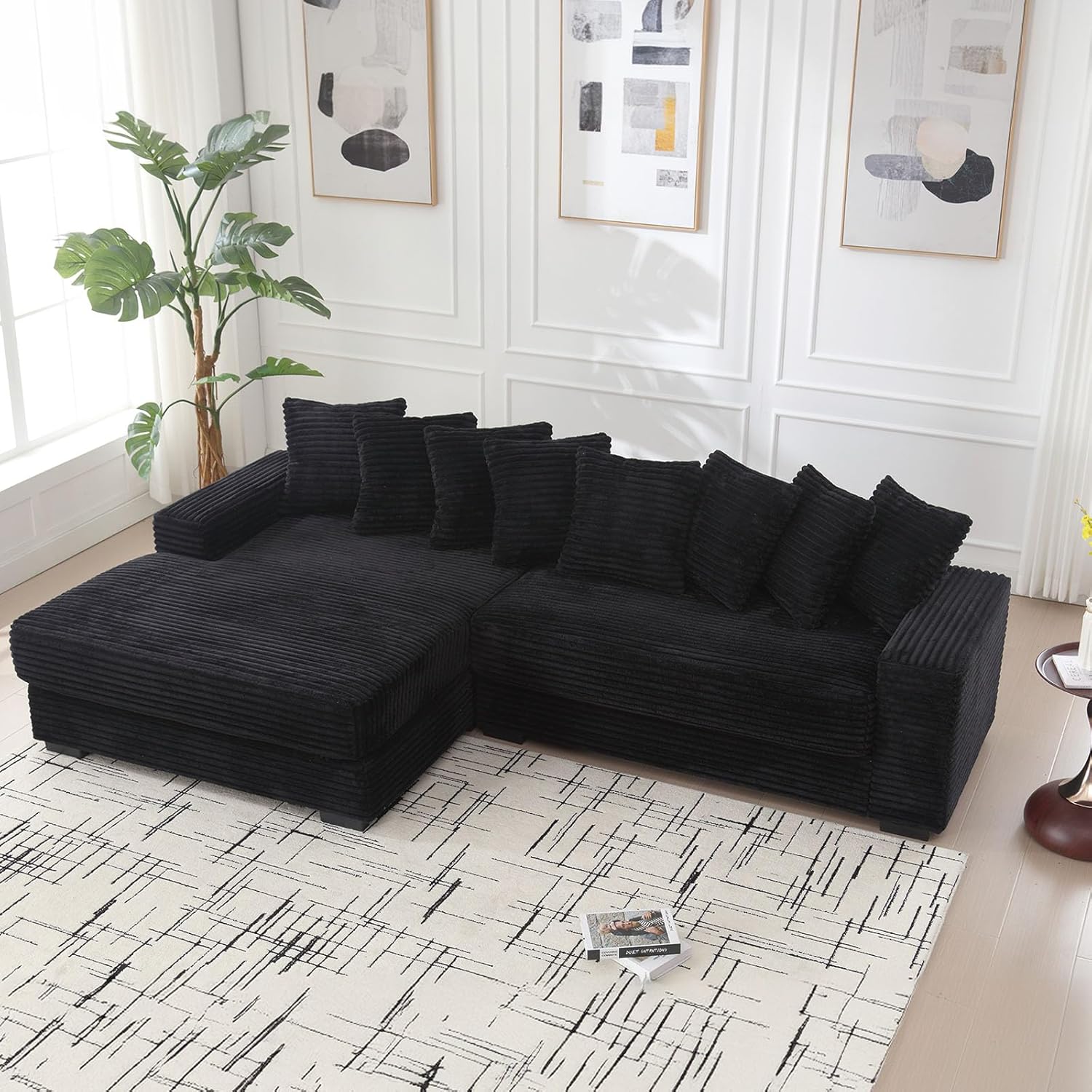 Amazon.com: 110" Cloud Sectional Couch with Comfy Chaise, Corduroy ...