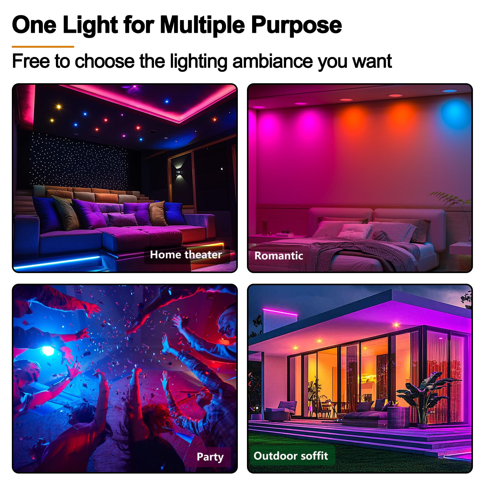 Snapklik.com : Recessed Lighting 4 Inch RGBCW Color Changing 12W LED ...