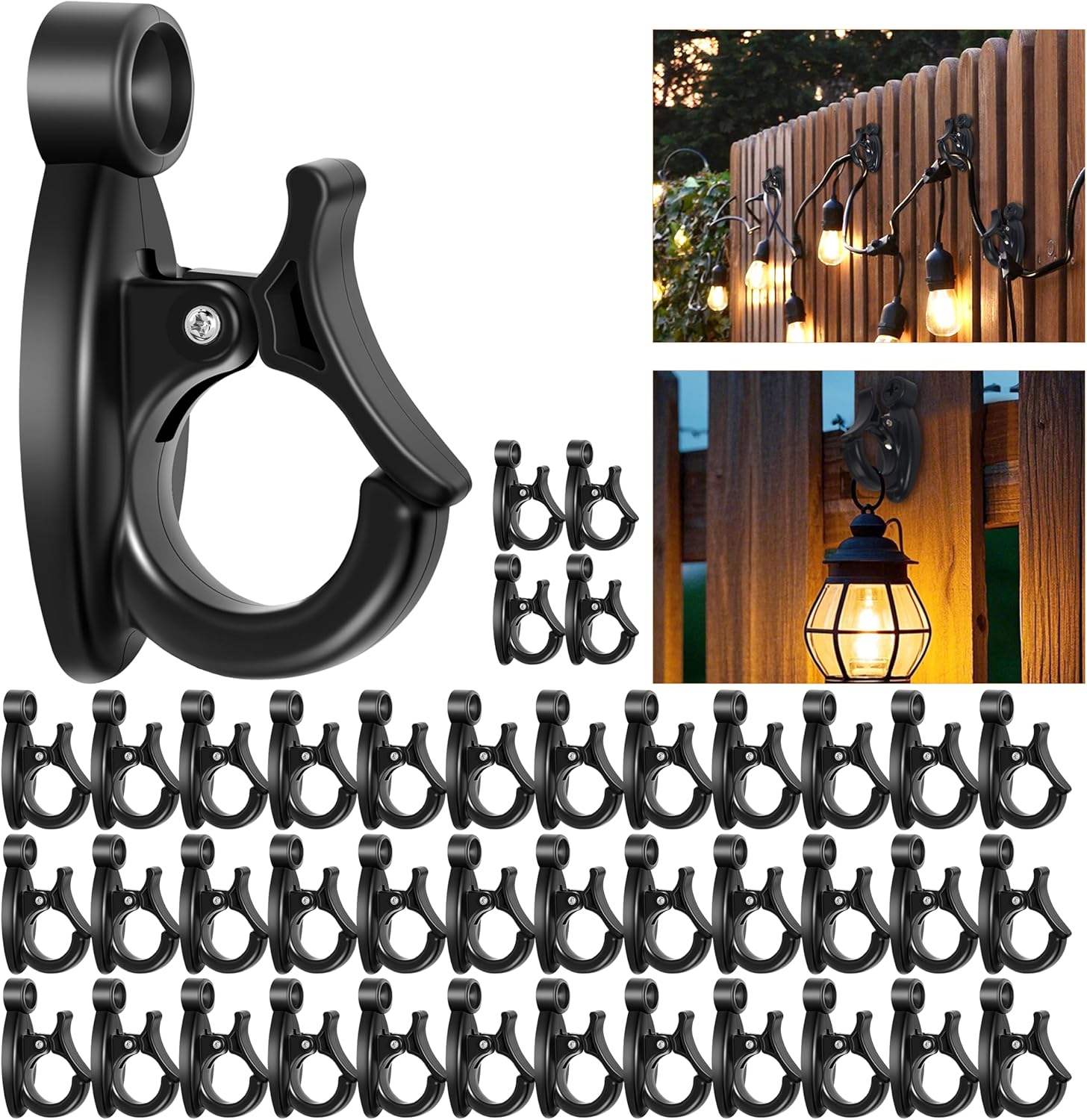 Amazon.com: Spiglamm Outdoor String Light Hanger Hooks, 40 Pack - Black ...