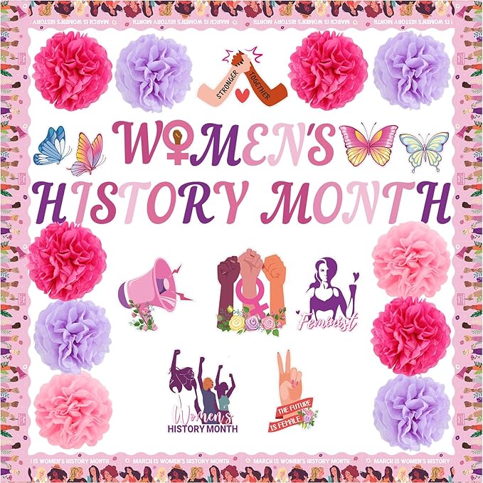 Amazon.com: Eersida Women History Month Bulletin Board Decorations ...