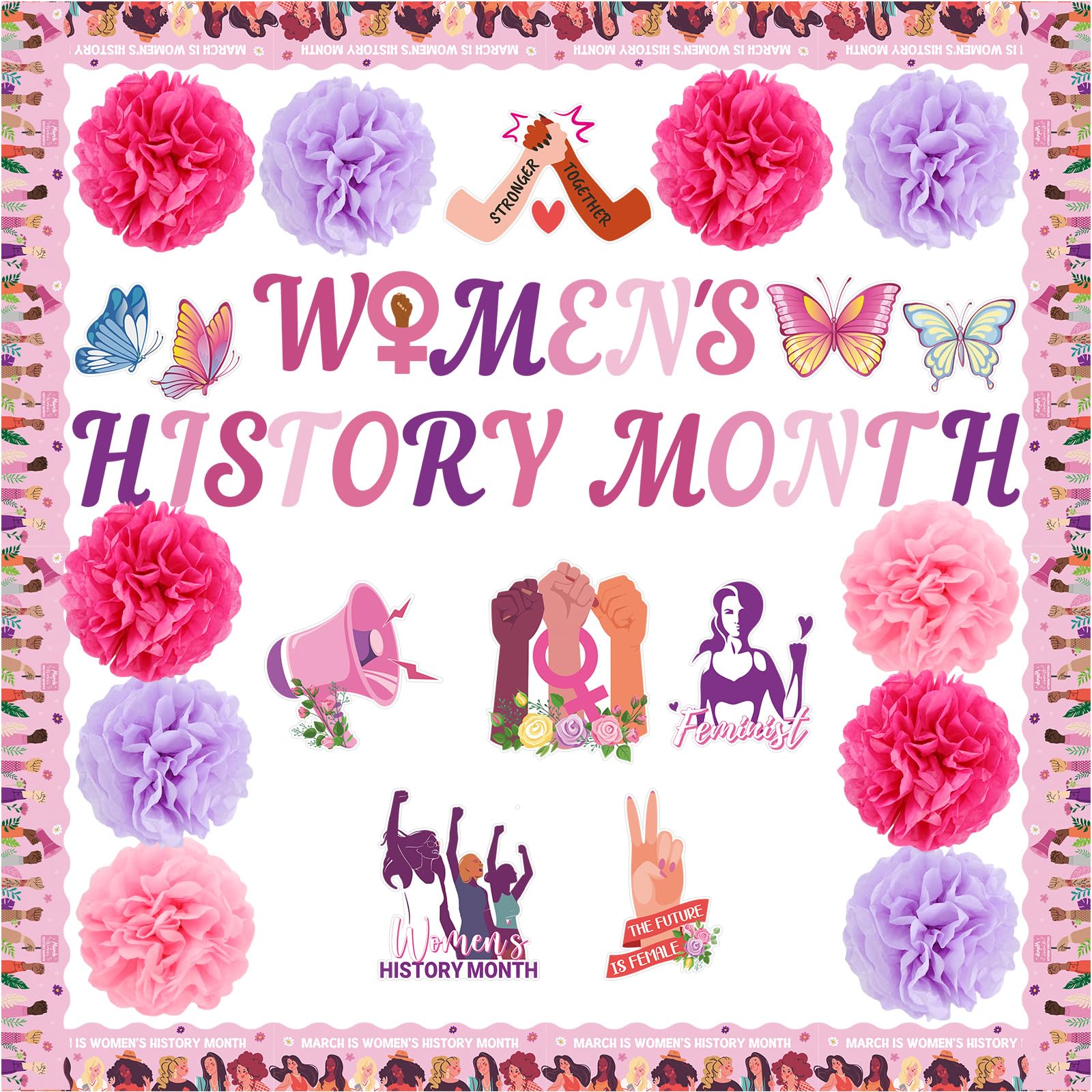 Amazon.com : Eersida Women History Month Bulletin Board Decorations ...