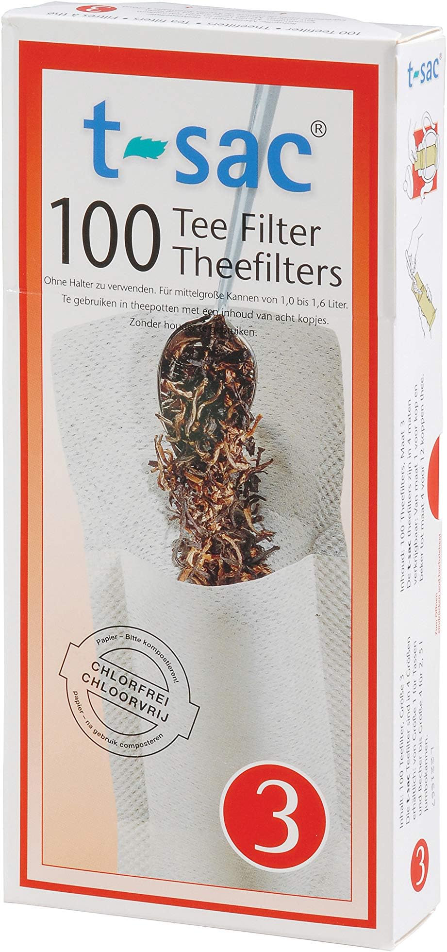 Amazon.com: T-Sac Tea Filter Bags, Disposable Tea Infuser, Number 3 ...