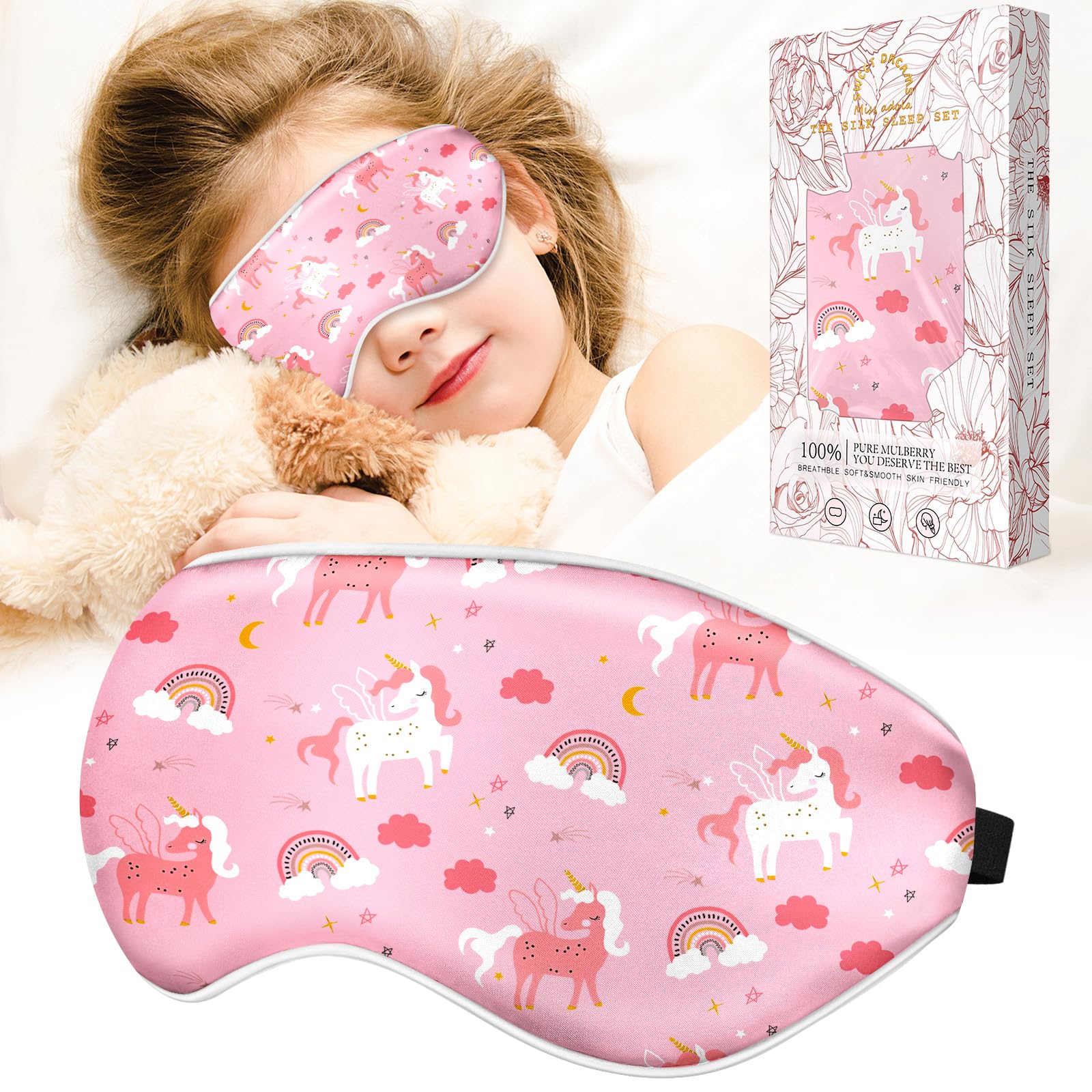 Amazon.com: Miss Adola Sleep Mask for Kids - Silk Eye Mask for Sleeping ...