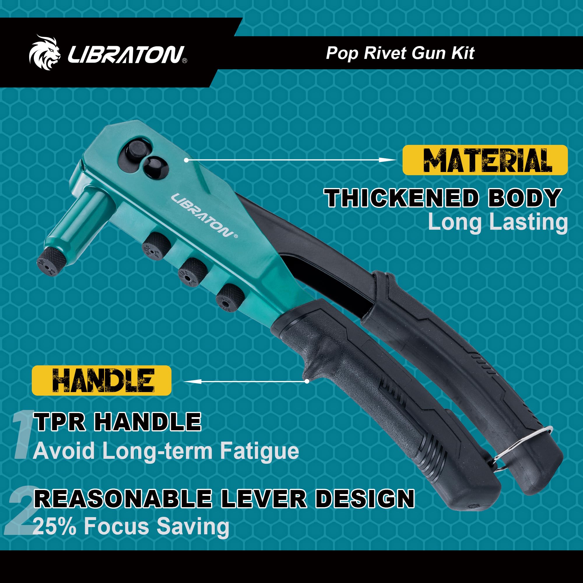 Snapklik.com : Libraton Rivet Gun Kit, Pop Rivet Gun, Heavy Duty Rivet ...