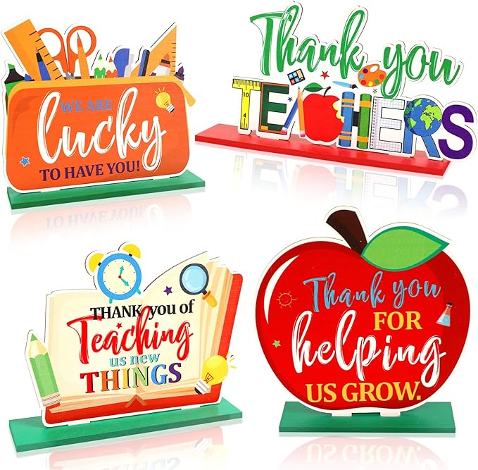 Amazon.com: 4PCS Teacher Appreciation Table Centerpieces Best Teacher ...