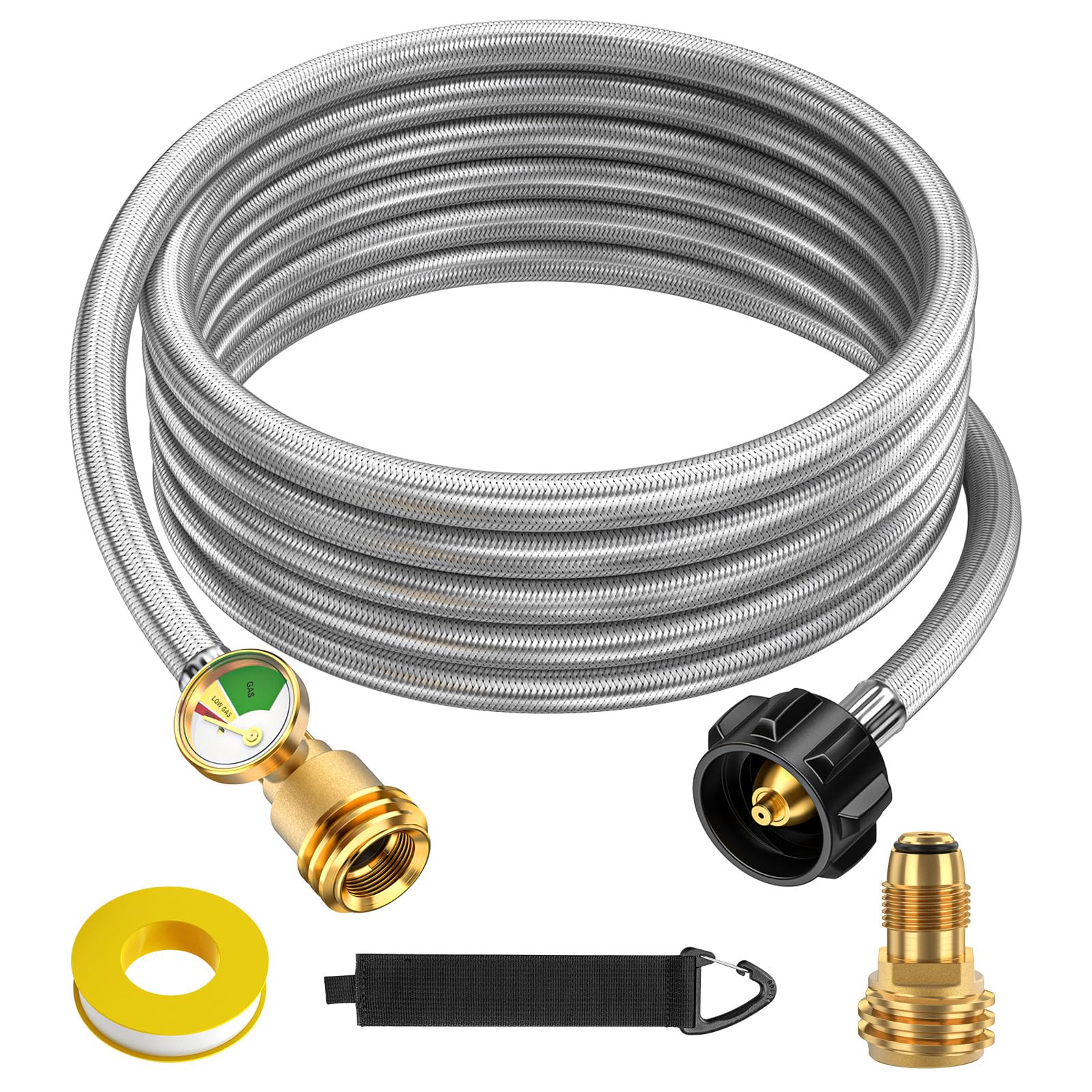 Snapklik.com : 12ft Propane Tank Extension Braided Hose