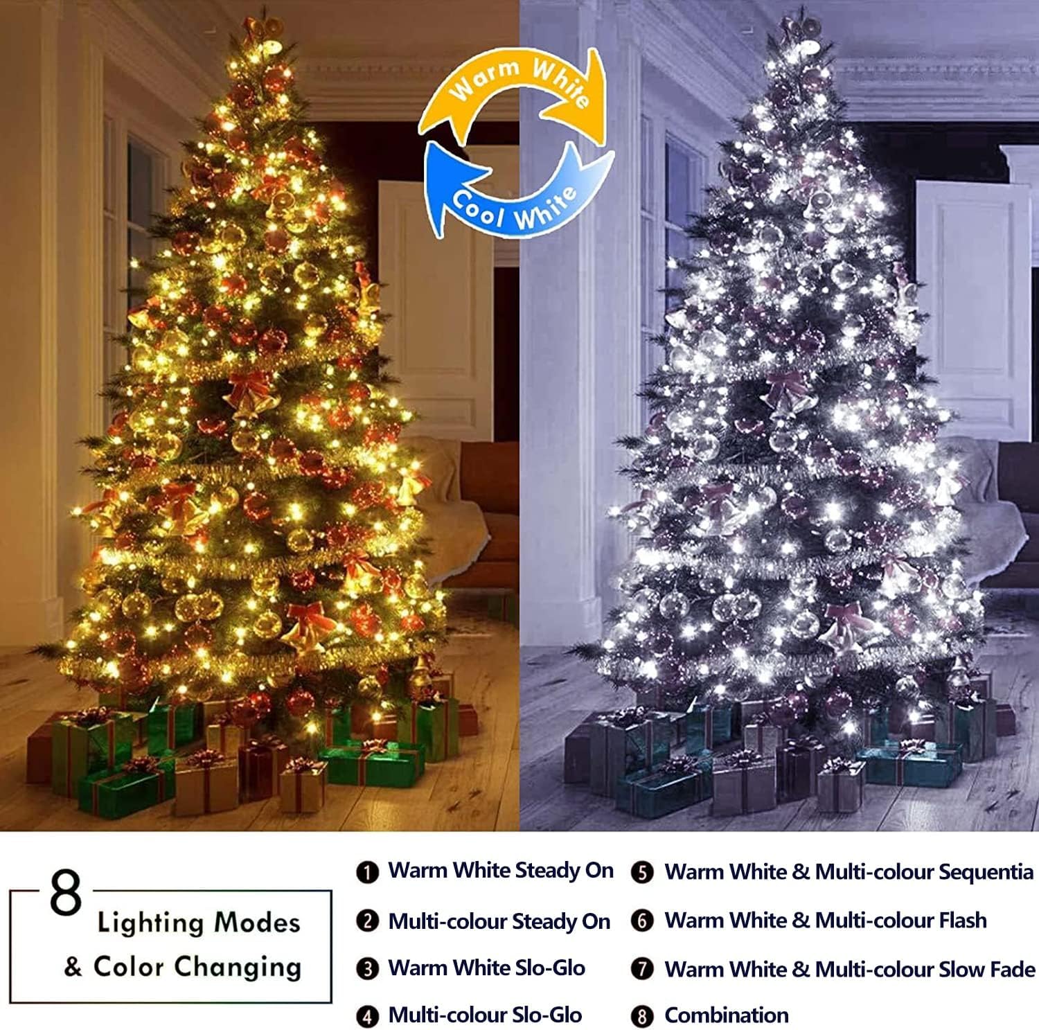 Snapklik.com : Color Changing 2-Pack Each 85FT Solar Christmas Lights ...