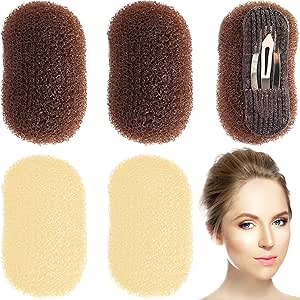 4 Pcs Bump It Up Volume Hair Base, White & Brown Hair Padding Beige ...