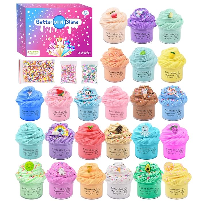 Buy 24 Pack Scented Mini Butter Slime,Rainbow Animal Candy and Fruit ...
