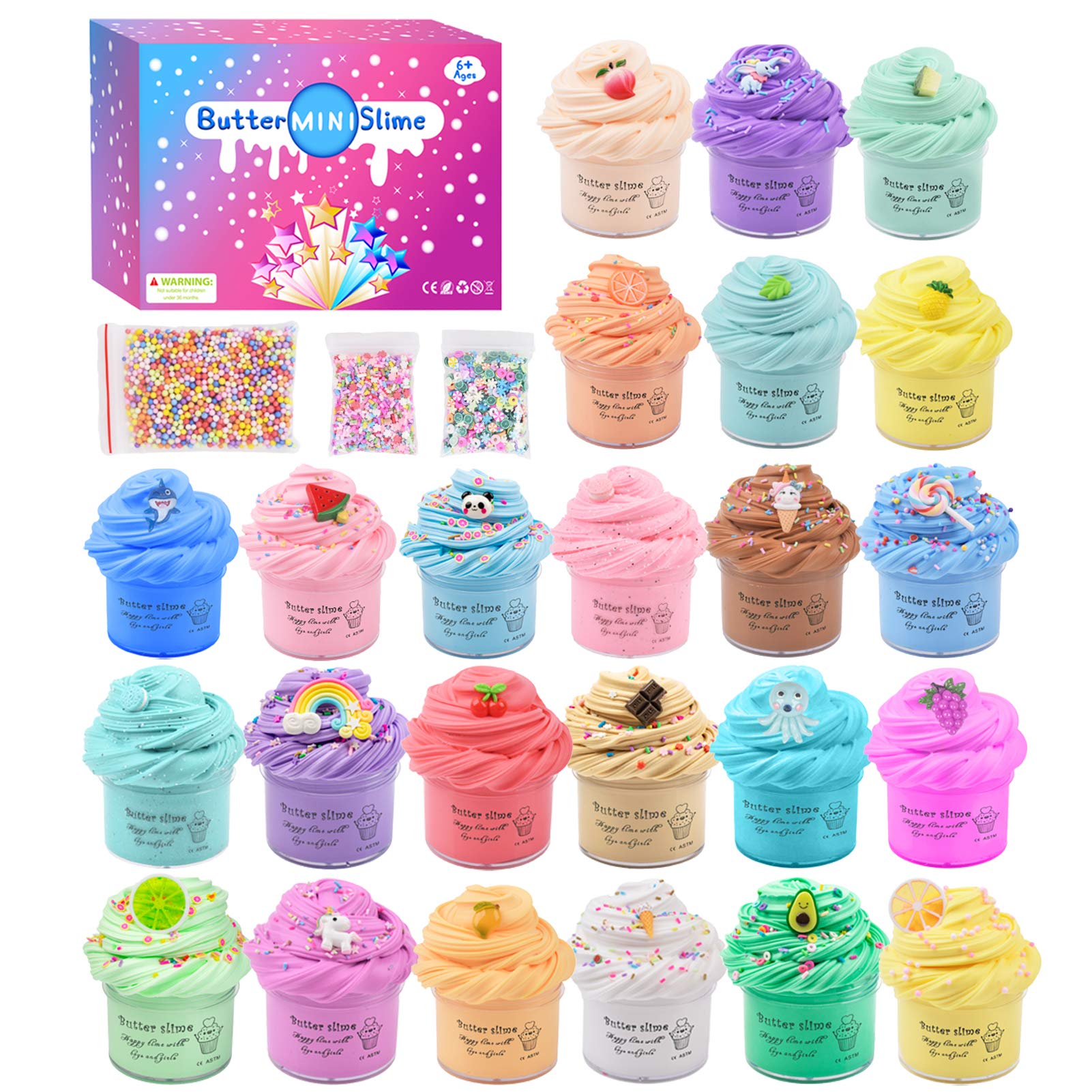 Buy 24 Pack Scented Mini Butter Slime,Rainbow Animal Candy and Fruit ...