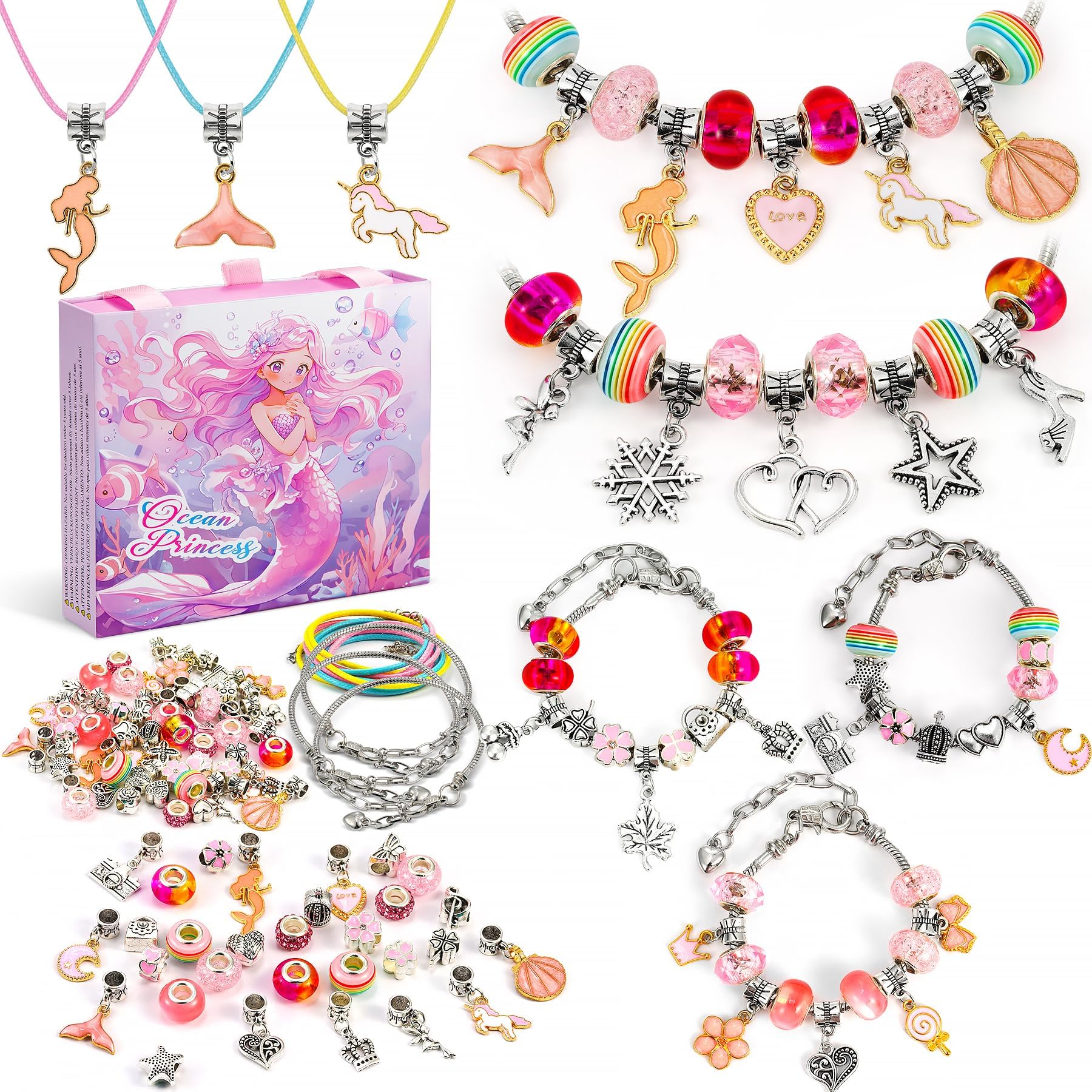 Totum Disney Princess Charm Bracelet Kit, Pink,Purple,Silver, Medium ...