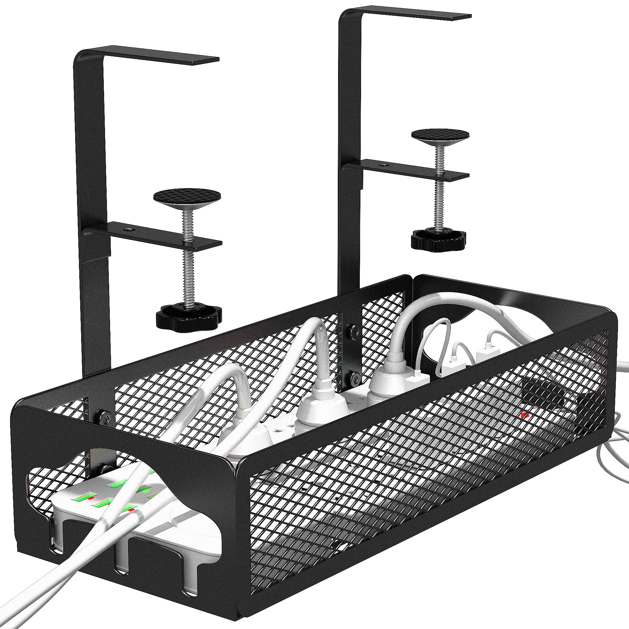 Amazon.com: No Drill Under Desk Cable Management Tray-No Damage to Desk ...