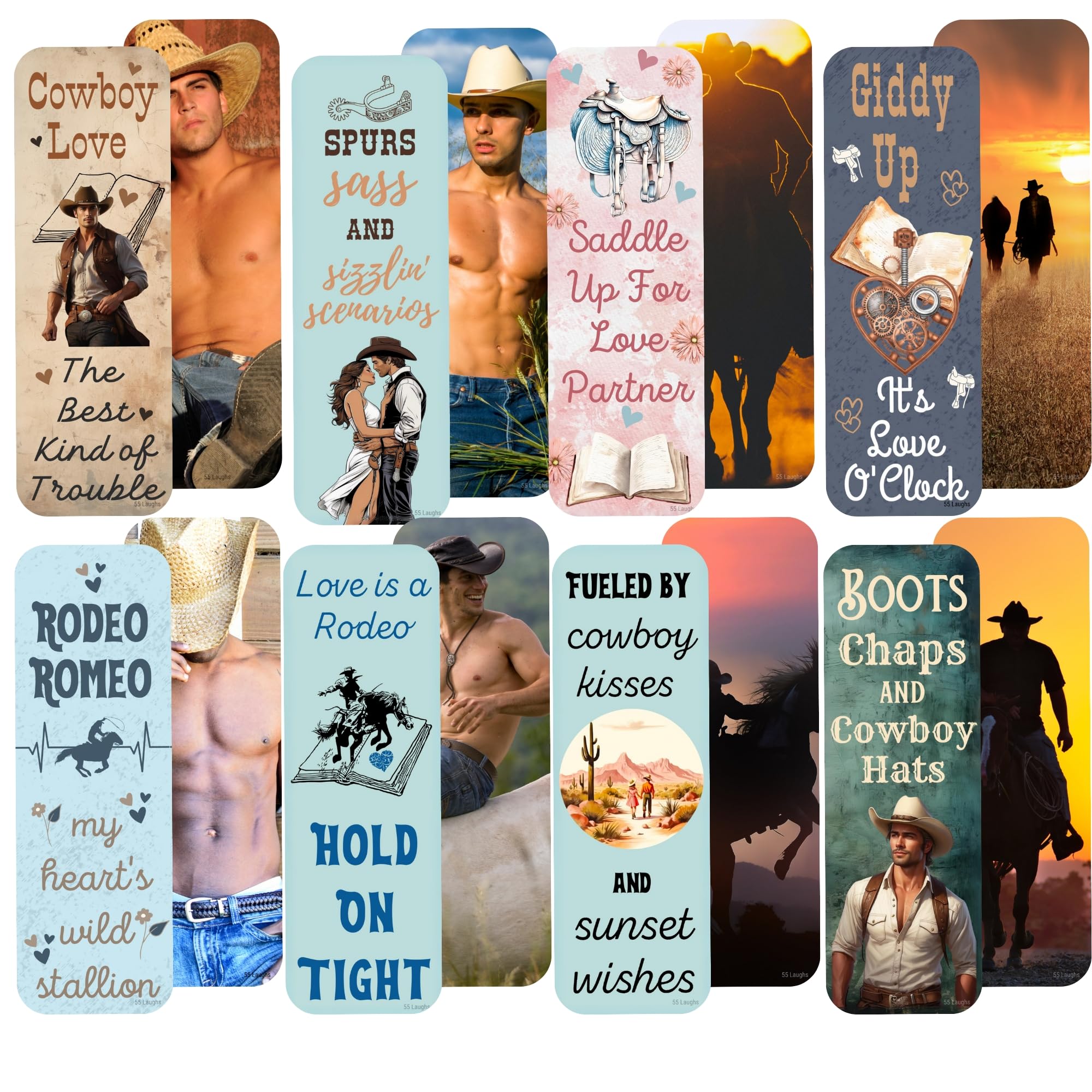 Amazon.com: 55 Laughs Western Romance Bookmark Set. Cowboy Romance ...
