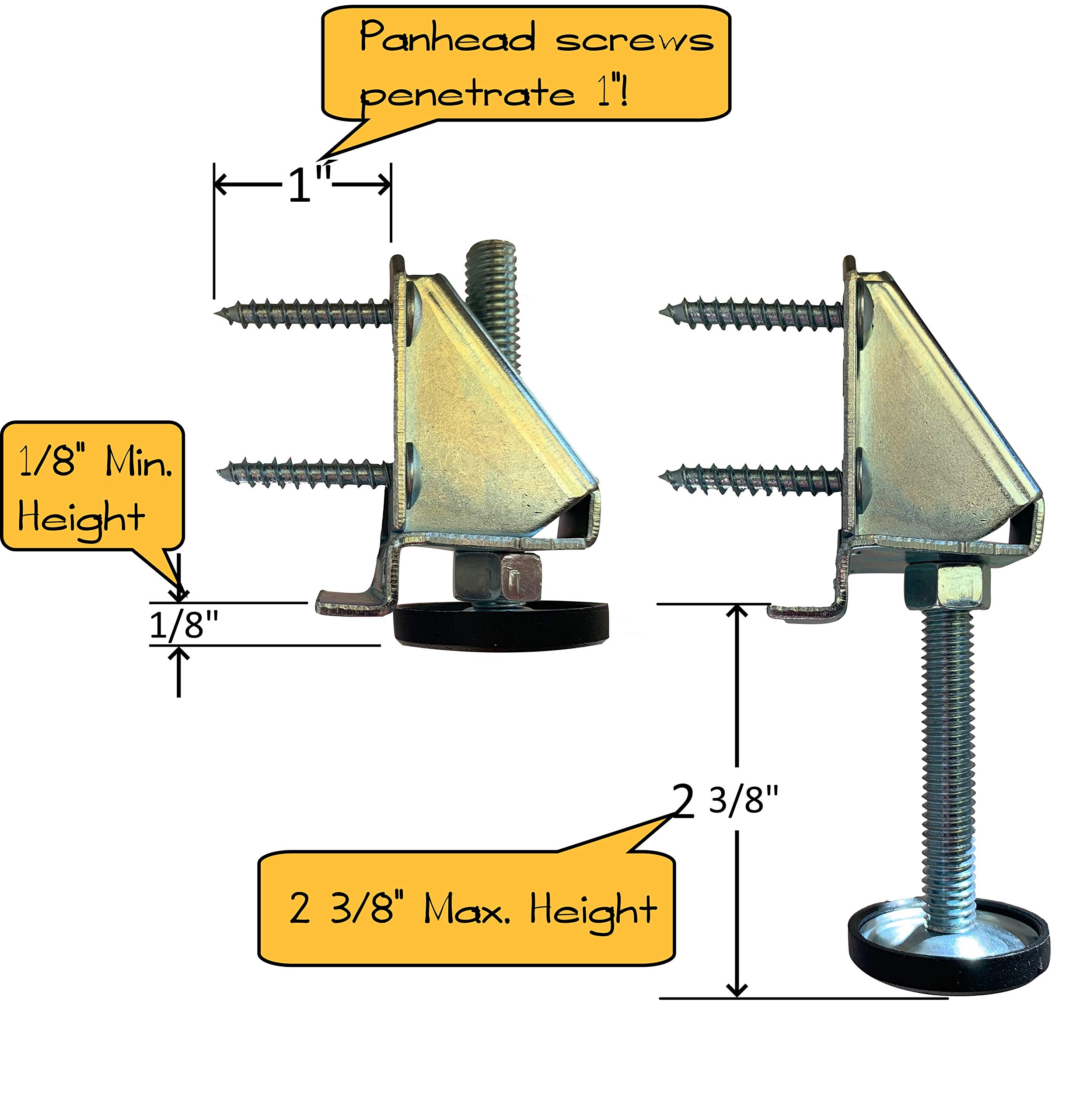 Snapklik.com : Heavy Duty Leveler Legs w/Lock Nuts - Leveling Feet For ...