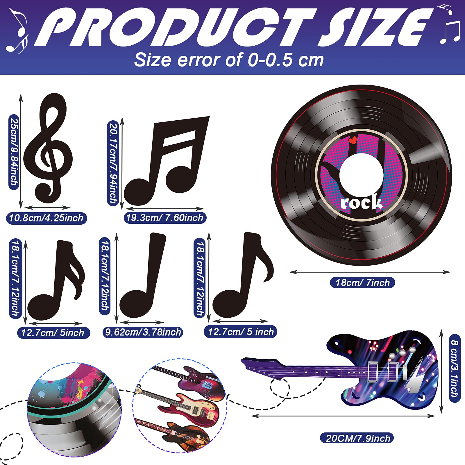 40 Pieces Music Party Decorations Musical Notes Silhouettes Record ...