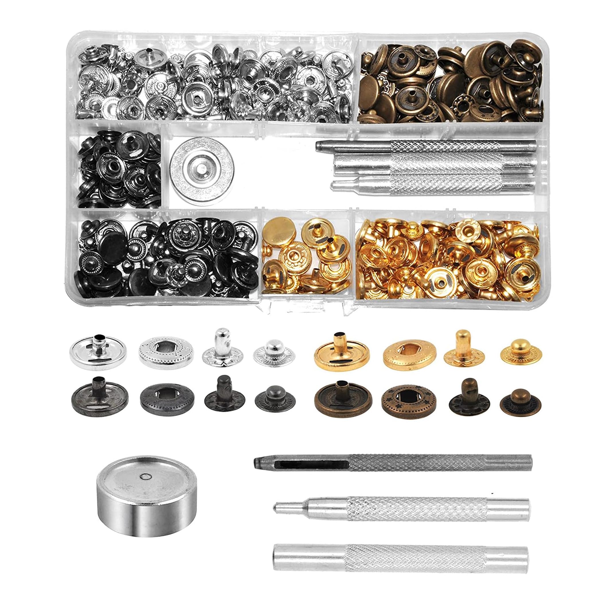 Amazon.com: Mandala Crafts Metal Snap Button Kit - Snap on Buttons ...