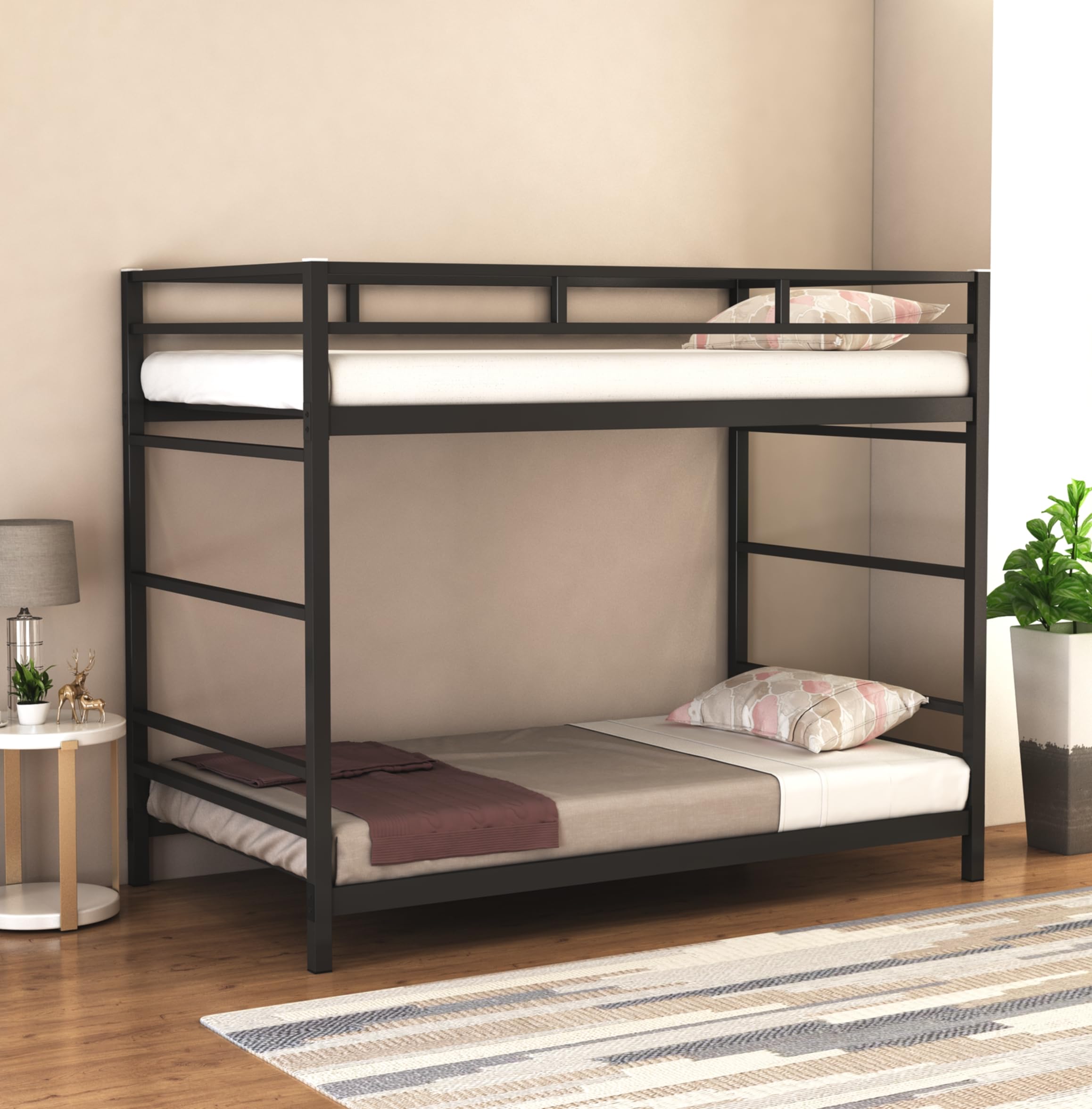 ZIAULA Single Size Metal Bunk Bed,2-Step Iron Bunk Bed,Space Saving ...