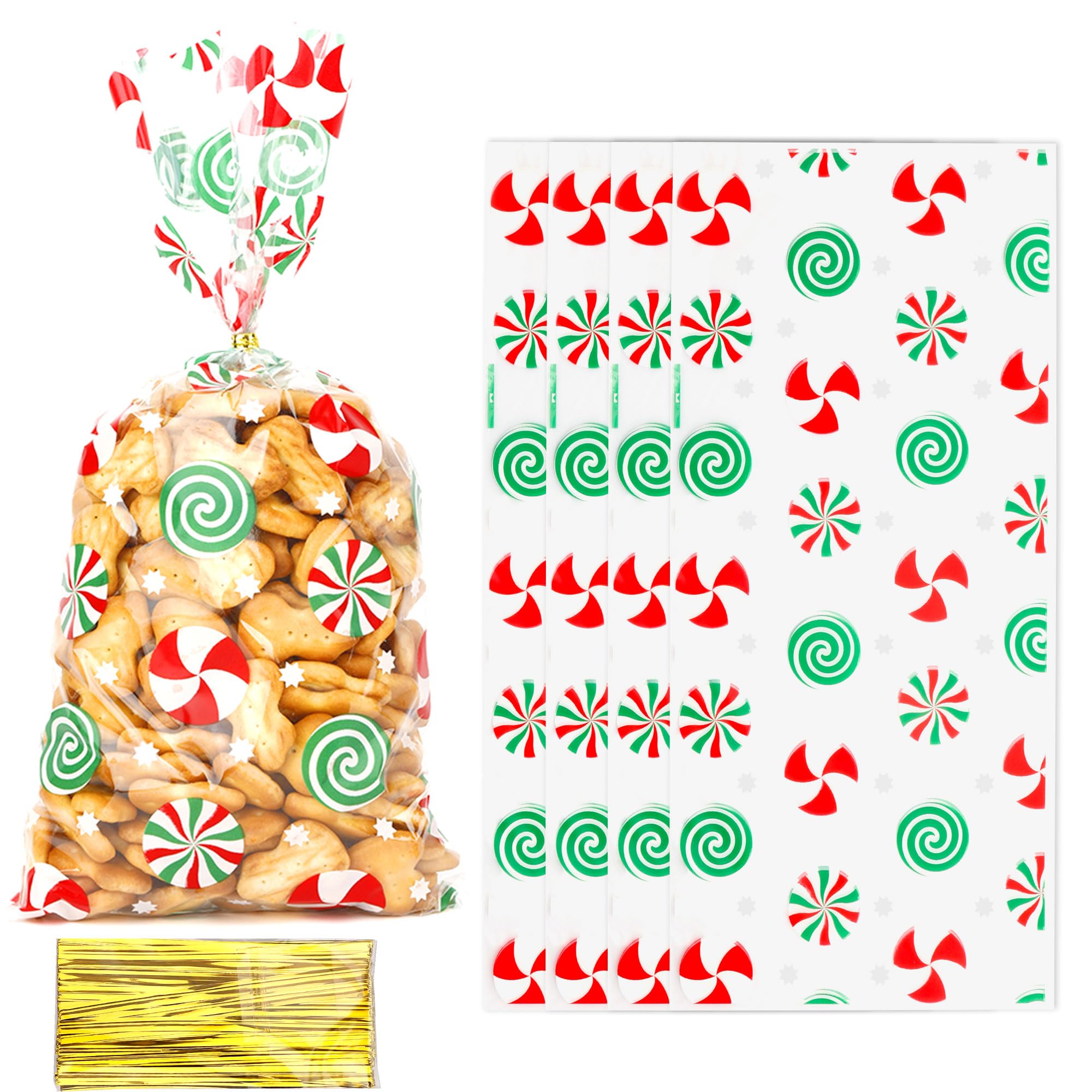 Amazon.com: Christmas Treat Bags, Christmas Cellophane Bags, 100Pcs ...