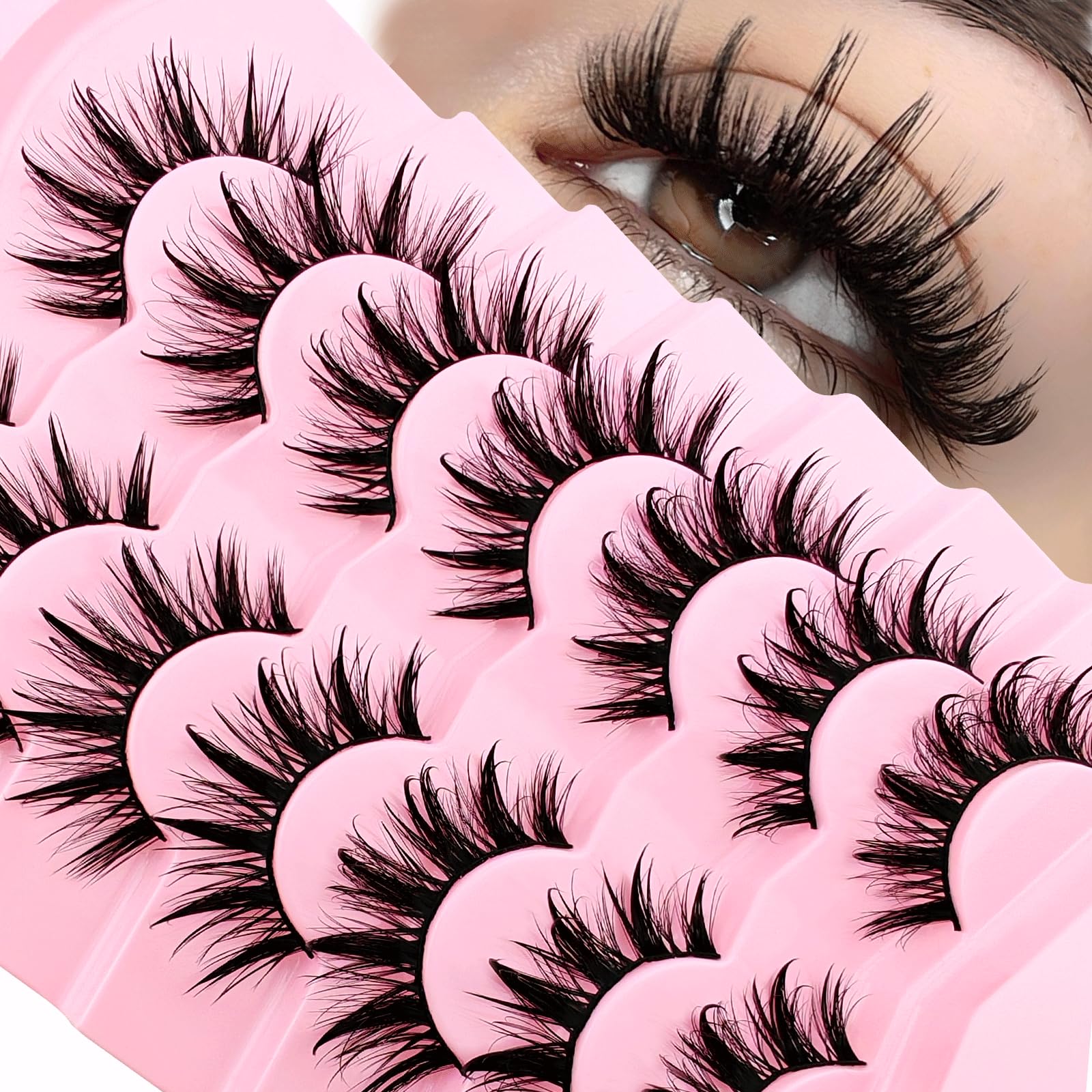 Amazon.com: 7 Pairs Manga Lashes Wet Look 16mm Flu-ffy D Curl Lashes ...
