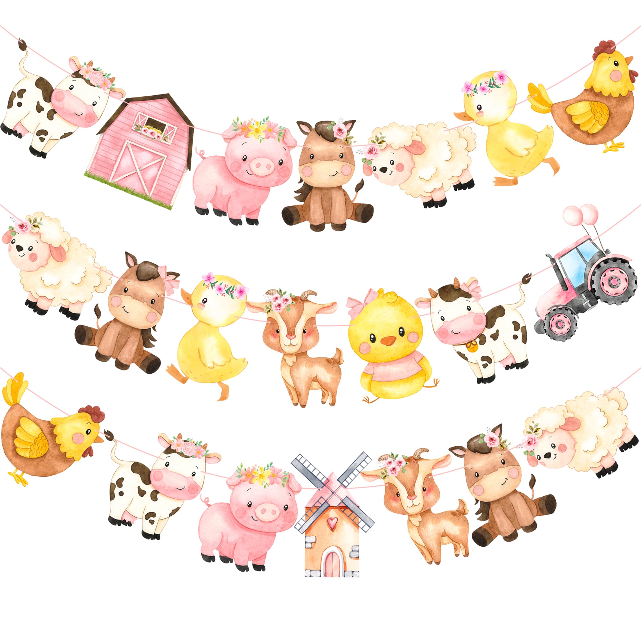 Amazon.com: 2Pcs Farm Animal Party Banner Farmhouse Party Decorations ...
