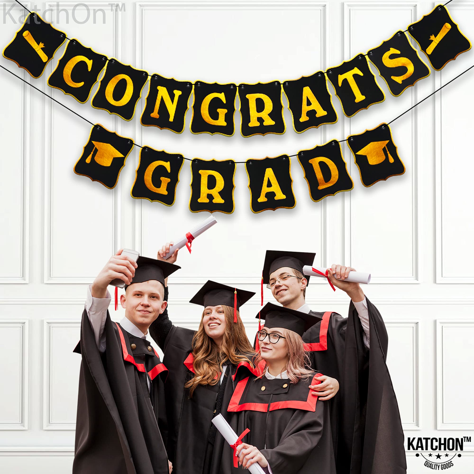 Big 10 Feet Congrats Grad Banner Decorations - No DIY, 8 Inch Pennant ...