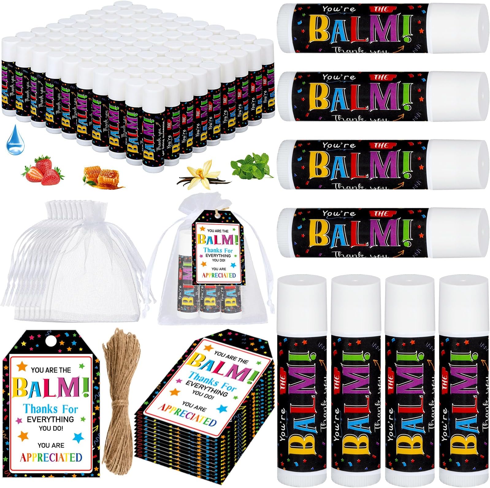 Amazon.com : DMSKY Appreciation Gifts 60 Pcs Lip Balm Bulk, Staff ...