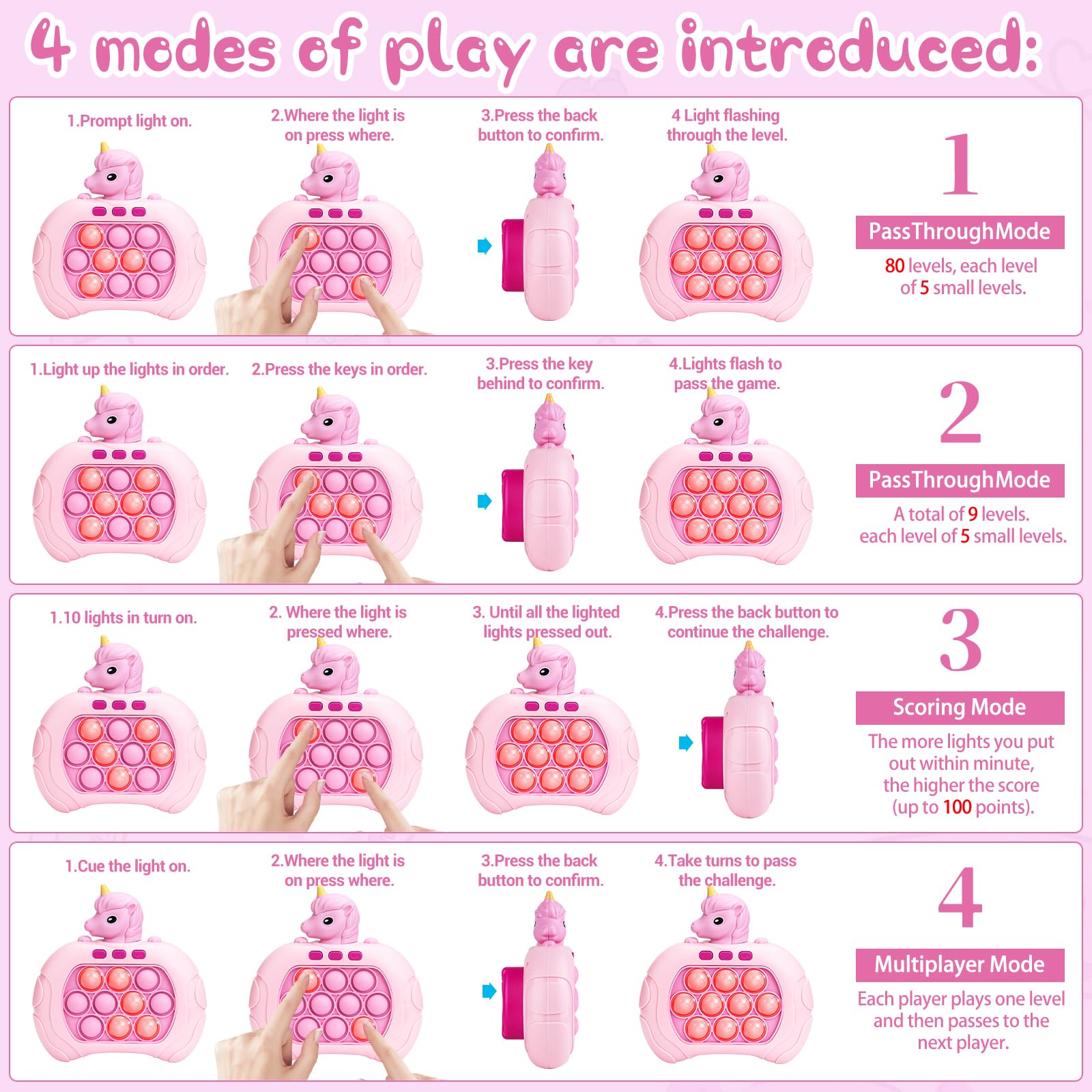 SEUMOO Pop Game Fidget Toys Light Up Sensory Fidget Toy Button Puzzle ...