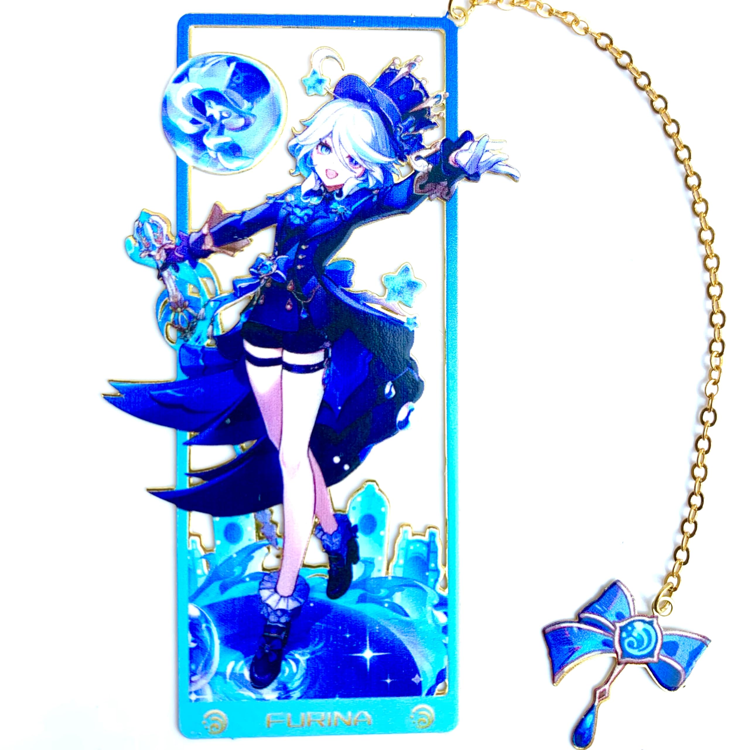 Amazon.com: Genshin Impact Furina Metal Bookmark - Anime Figure Merch ...